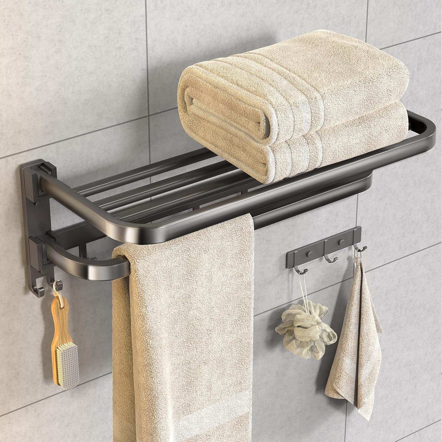 DERCLIVE Towel Racks for Bathroom with Towel Bar, 24in Wall Mounted ...