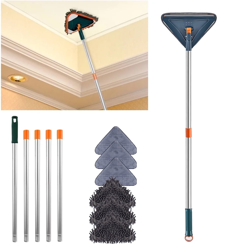 DERCLIVE Wall Cleaner Mop with Long Handle, Microfiber Dust Mop ...