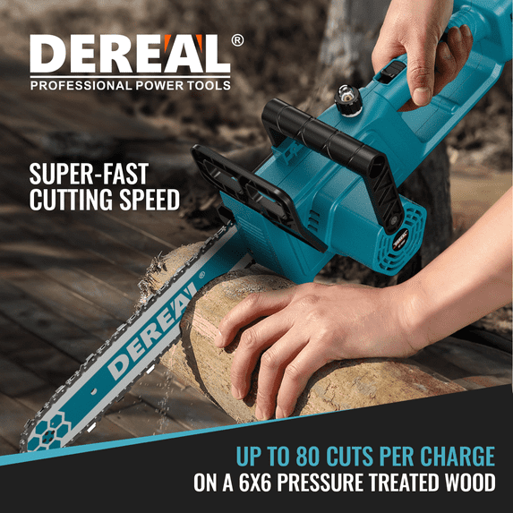 DEREAL 12-inch Lightweight Cordless Chainsaw, 20V Operated Handheld ...