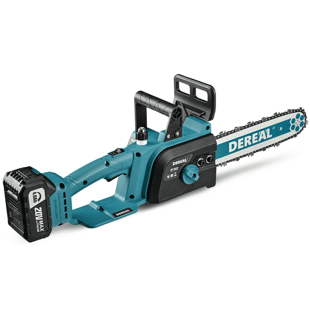 DEREAL 12-Inch Cordless Chainsaw | Electric Brushless Handheld 20V ...