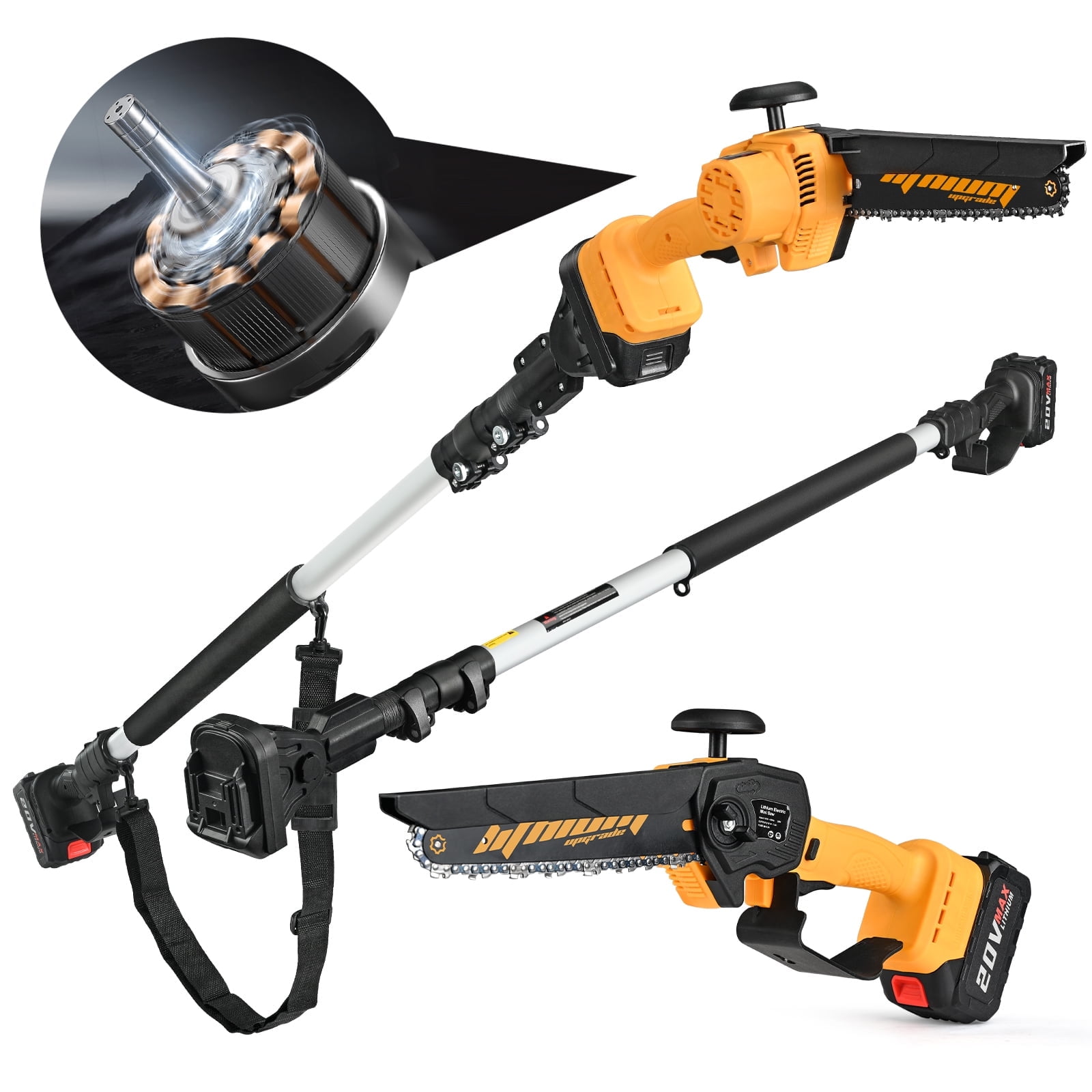 DEREAL 2-in-1 Cordless Pole & Mini Chainsaw, 8-inch, Extendable to 7ft, 20V 4.0Ah Battery ...