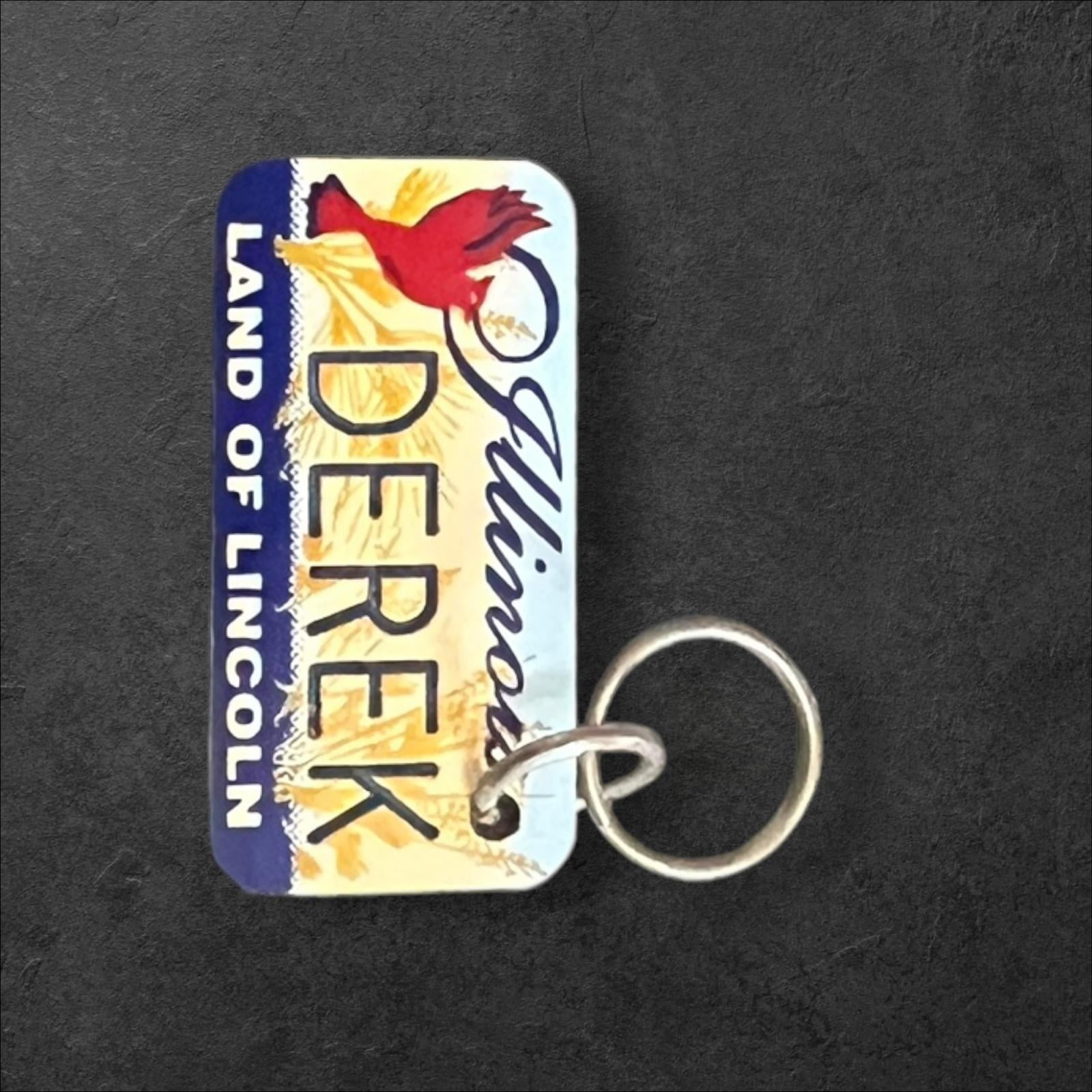 DEREK Name Keychain License Plate Illinois Land of Lincoln Great Gift 2 ...