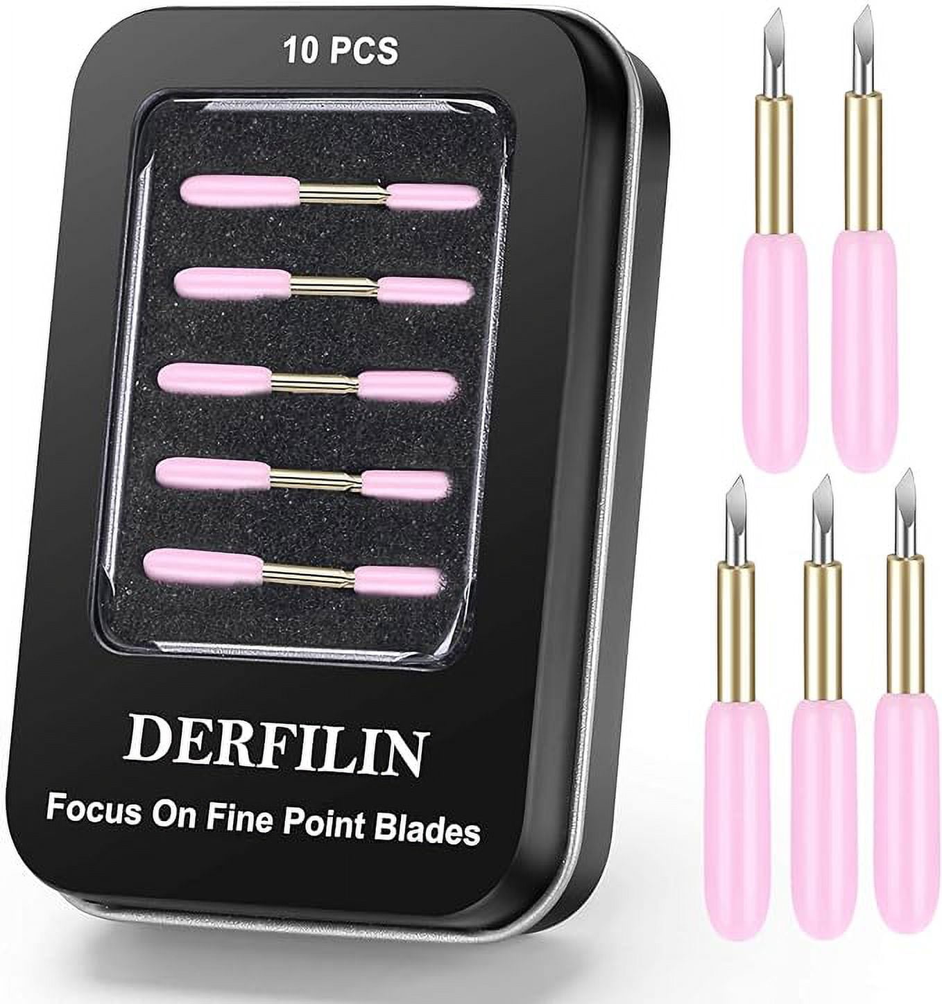 DERFILIN 10PCS Premium Fine Point Blades for Cricut Machines, 45 Degree ...