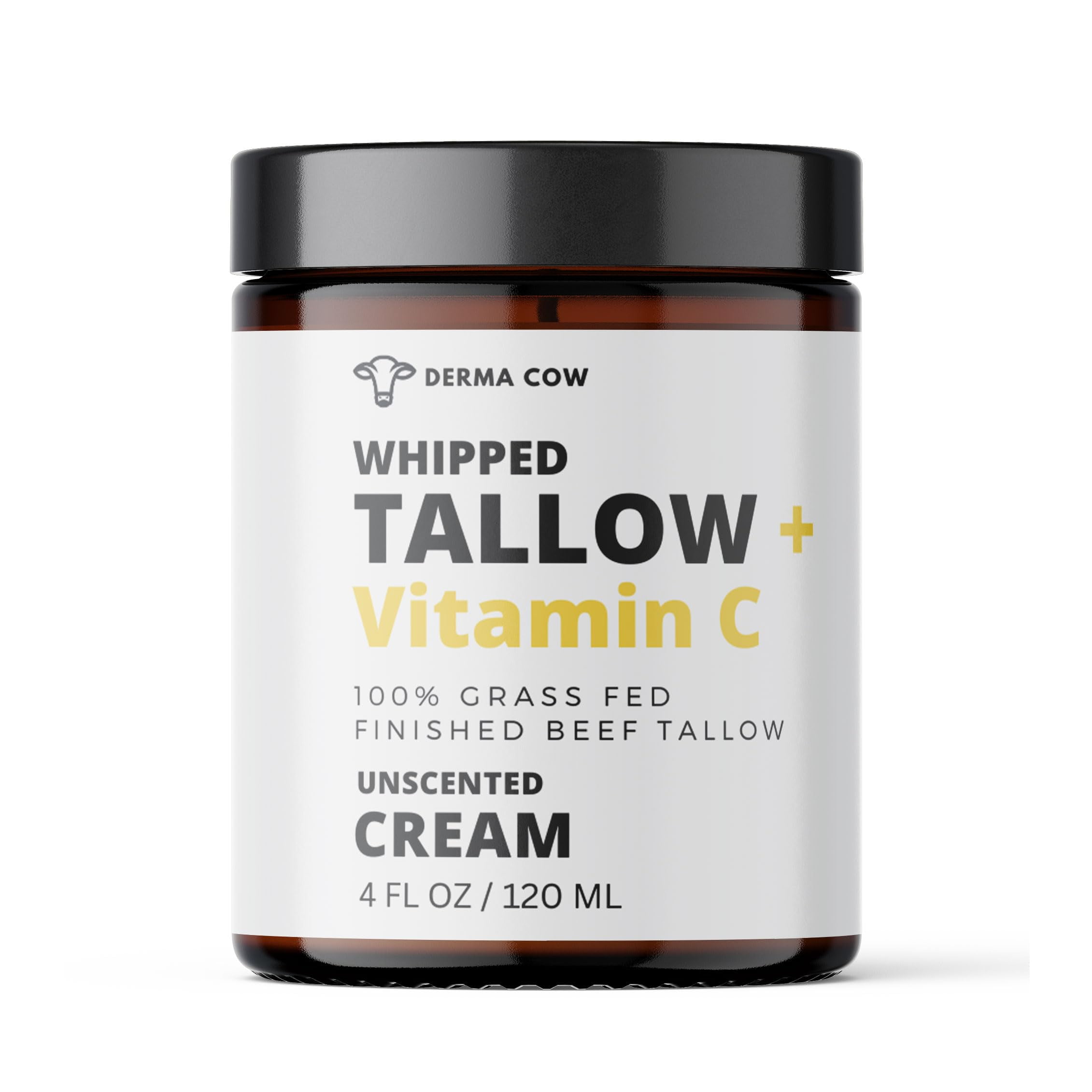 DERMA COW Whipped Tallow BCA3 Cream With Vitamin C,100% Grass Fed Beef ...