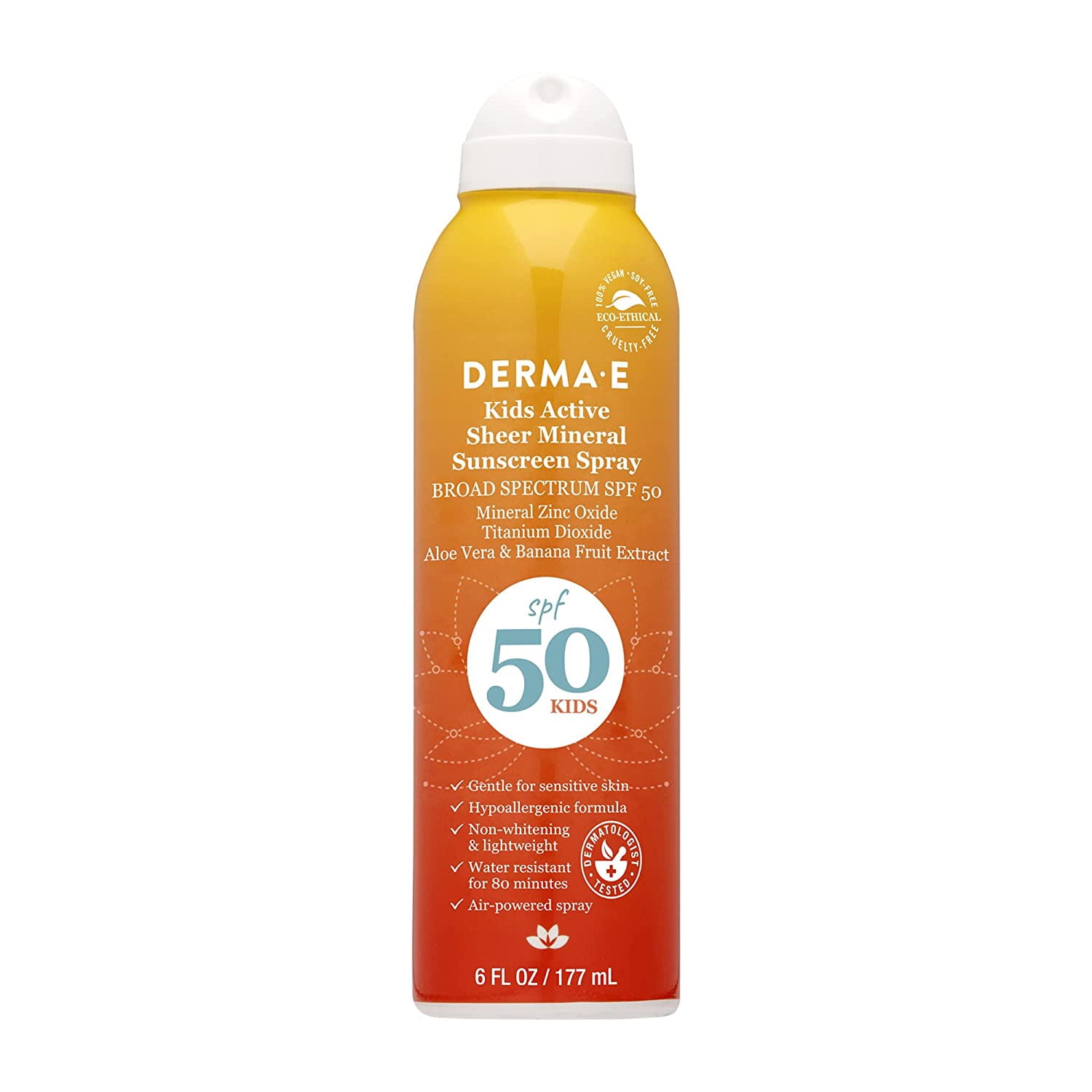 Derma-E Kids Zinc Sunblock, Active Sheer Mineral Sunscreen Spray SPF 50 ...