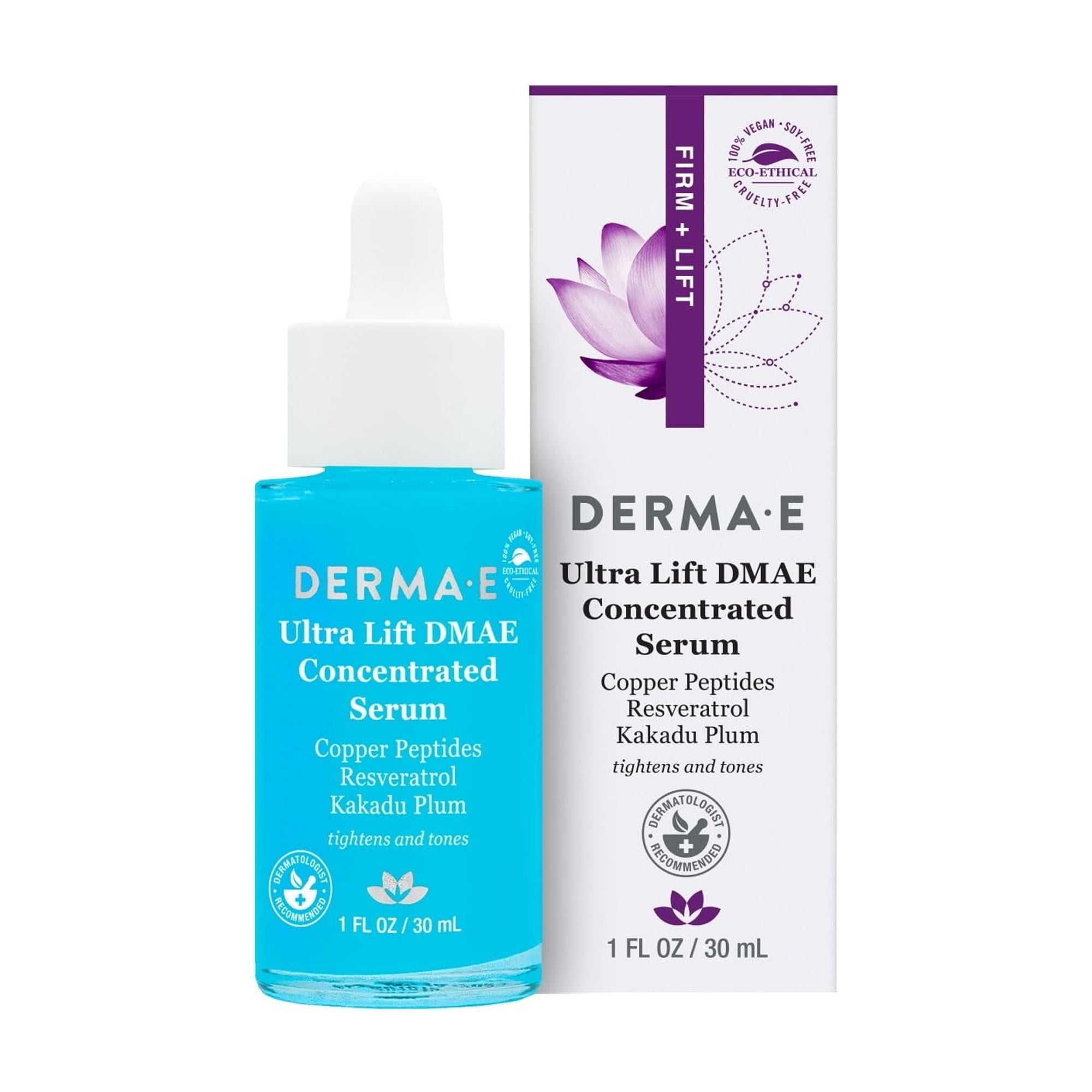 DERMA E Ultra Lift BCA3 DMAE Concentrated Serum - All Natural Skin ...