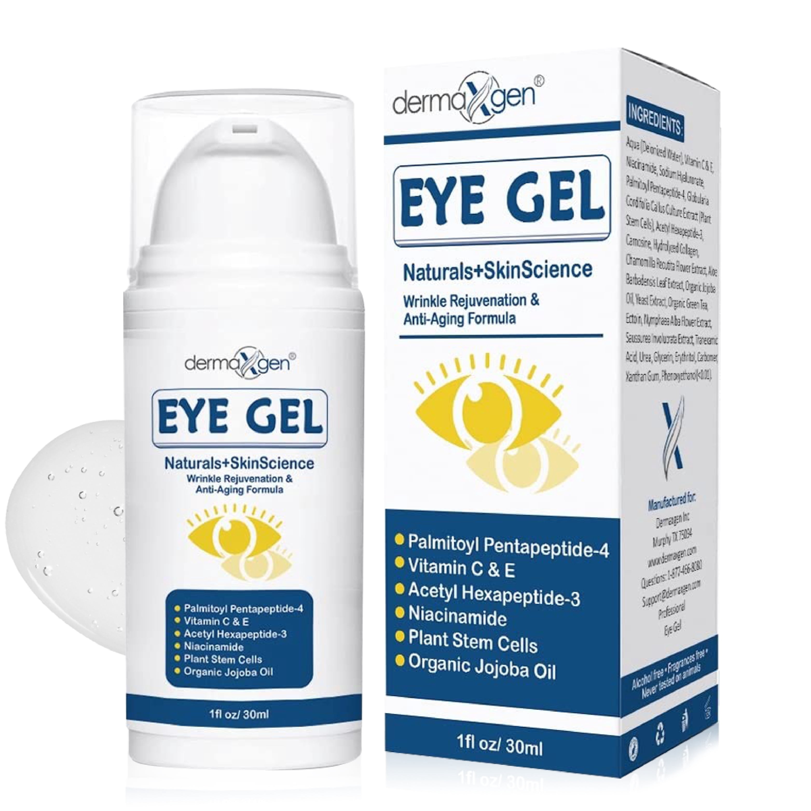 Dermaxgen Eye Gel, Plant Stem Cells, Matrixyl 3000, Under Eye Treatment ...
