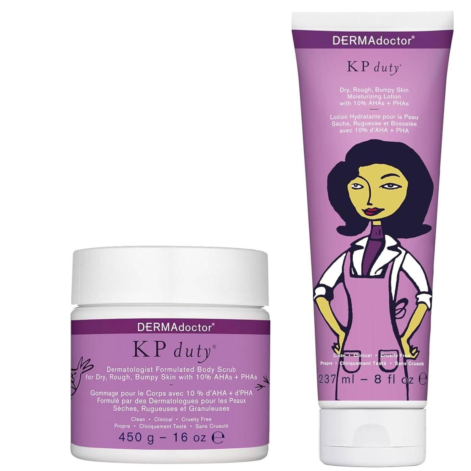 DERMAdoctor KP Bump Eraser AKF18 Body Scrub 16 oz with Lotion 8 oz 10% ...