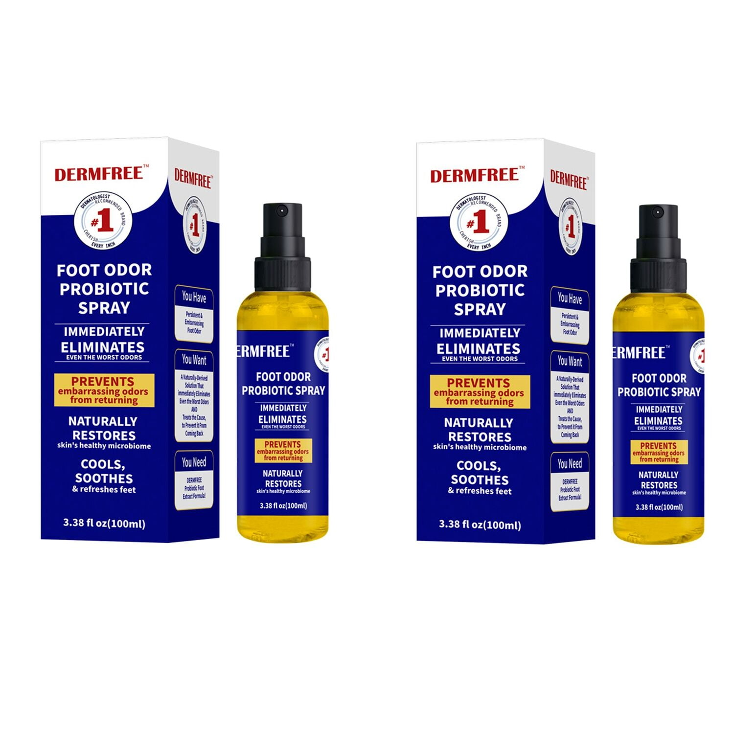 DERMFREE Natural Shoe Deodorizer Spray, Shoe Spray - Foot Deodorant ...