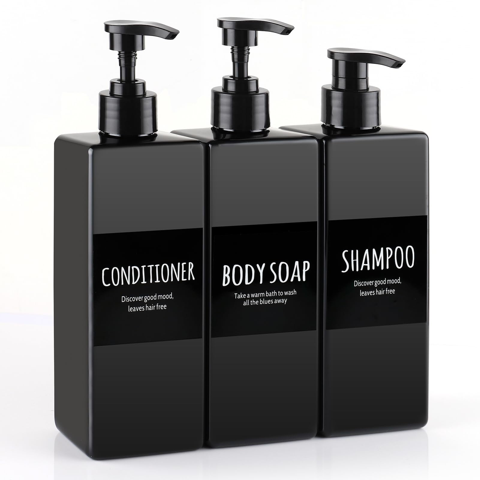 DEROANBOTT Set of 3 Shampoo and Conditioner Containers, Reusable ...