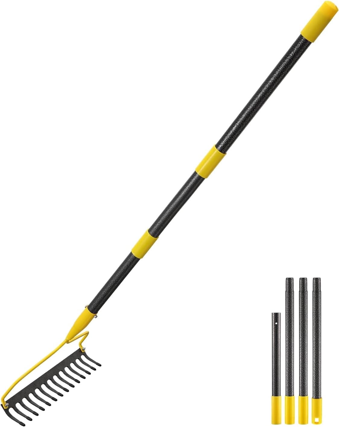 DEROFIT Garden Rake, 60 inch Long 14 Inch Wide Heavy Duty 14 Tines ...