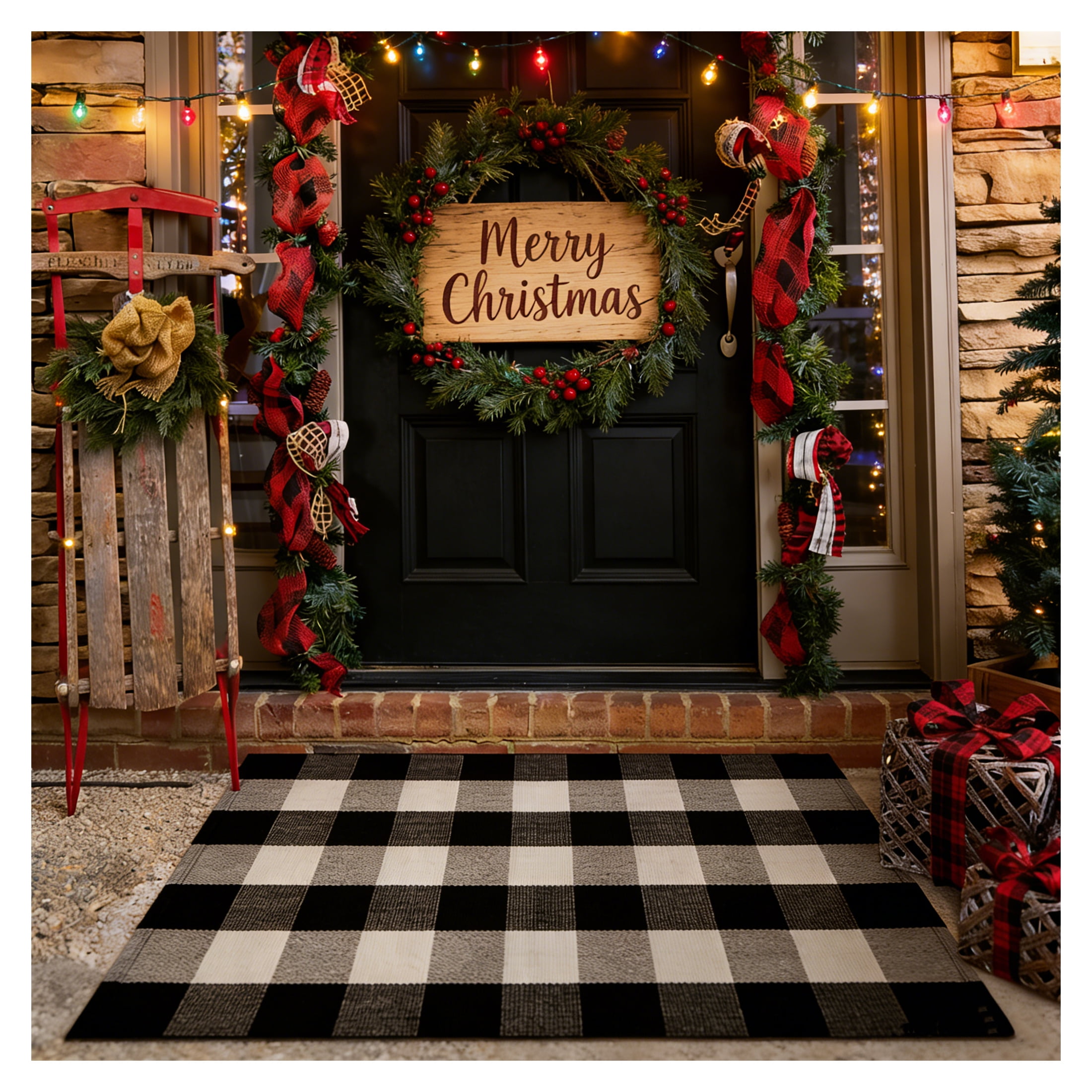 DERONA Checkered Rug,Printing Process Outside Door Mats,Simple Yet ...