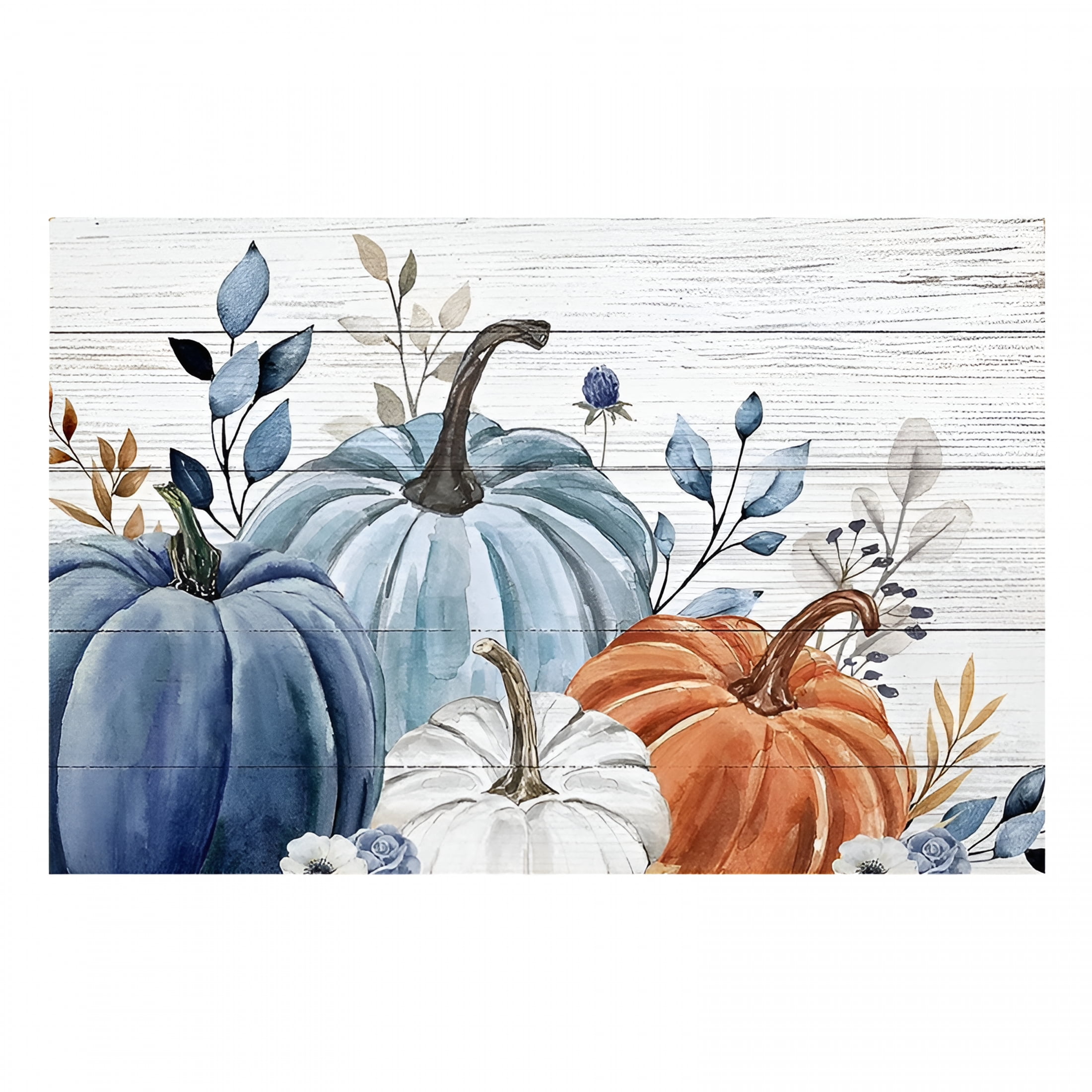 DERONA Thanksgiving Doormat Fall Welcome Mat With Blue White Orange ...