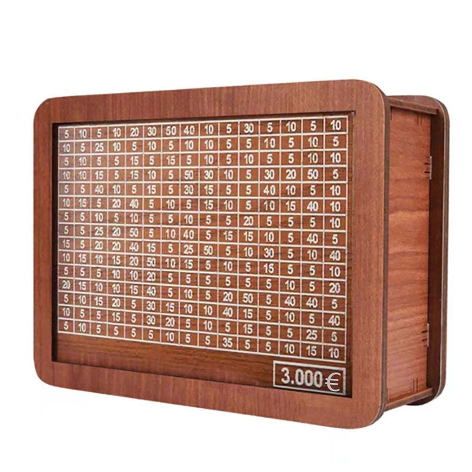 DEROX 2025 New Wooden Money Saving Challenge Box, Cash Vault Wooden ...