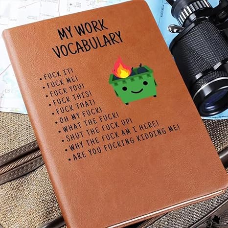 Funny Dumpster Fire Notebook, Personalized Leather Journal Notebook ...