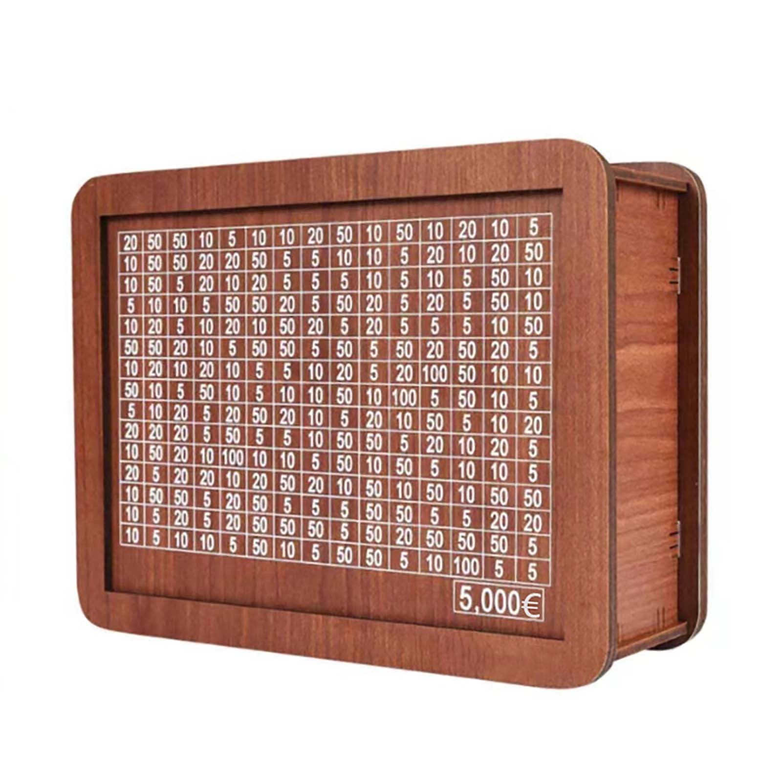 DEROX Wooden Money Saving Box,Wooden Money Box with Saving Targets ...