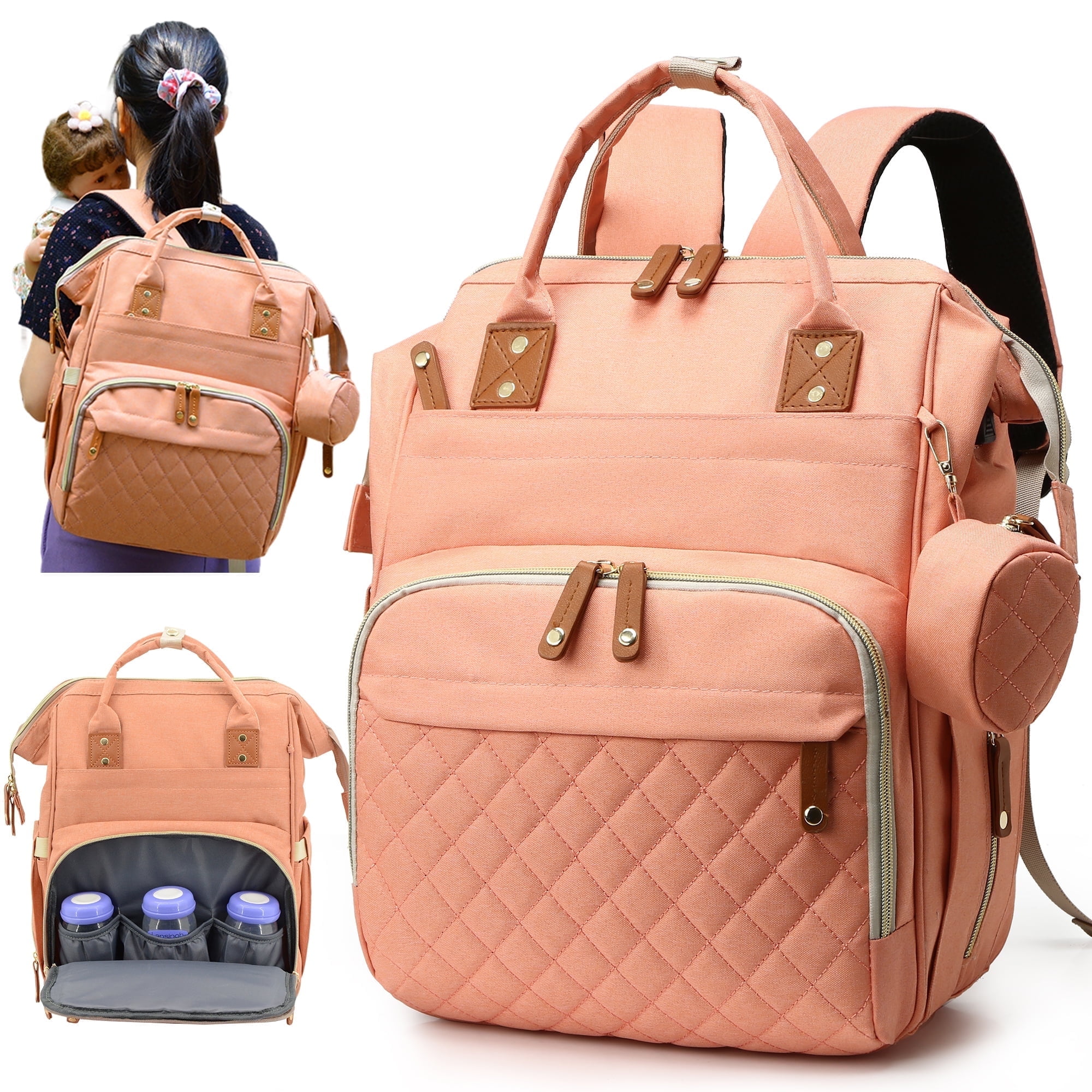 DERSTUEWE Diaper Bag Backpack for Moms – Large Capacity Waterproof Baby ...