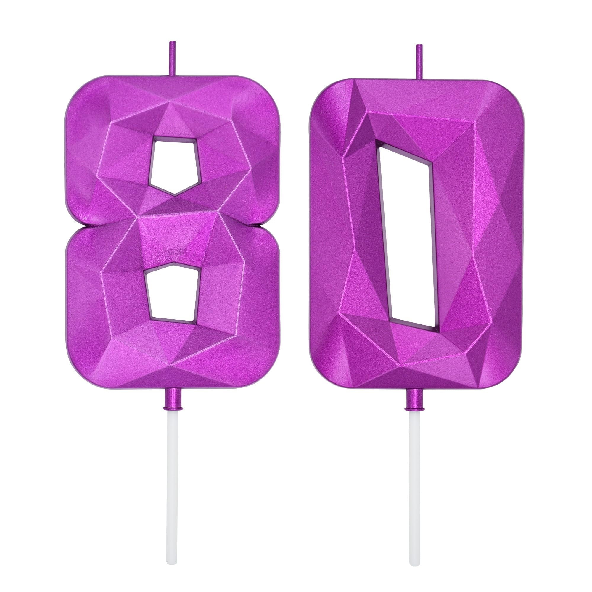 DERVENTA Large Birthday Candle Number 3D Purple 3.7 inch Party ...
