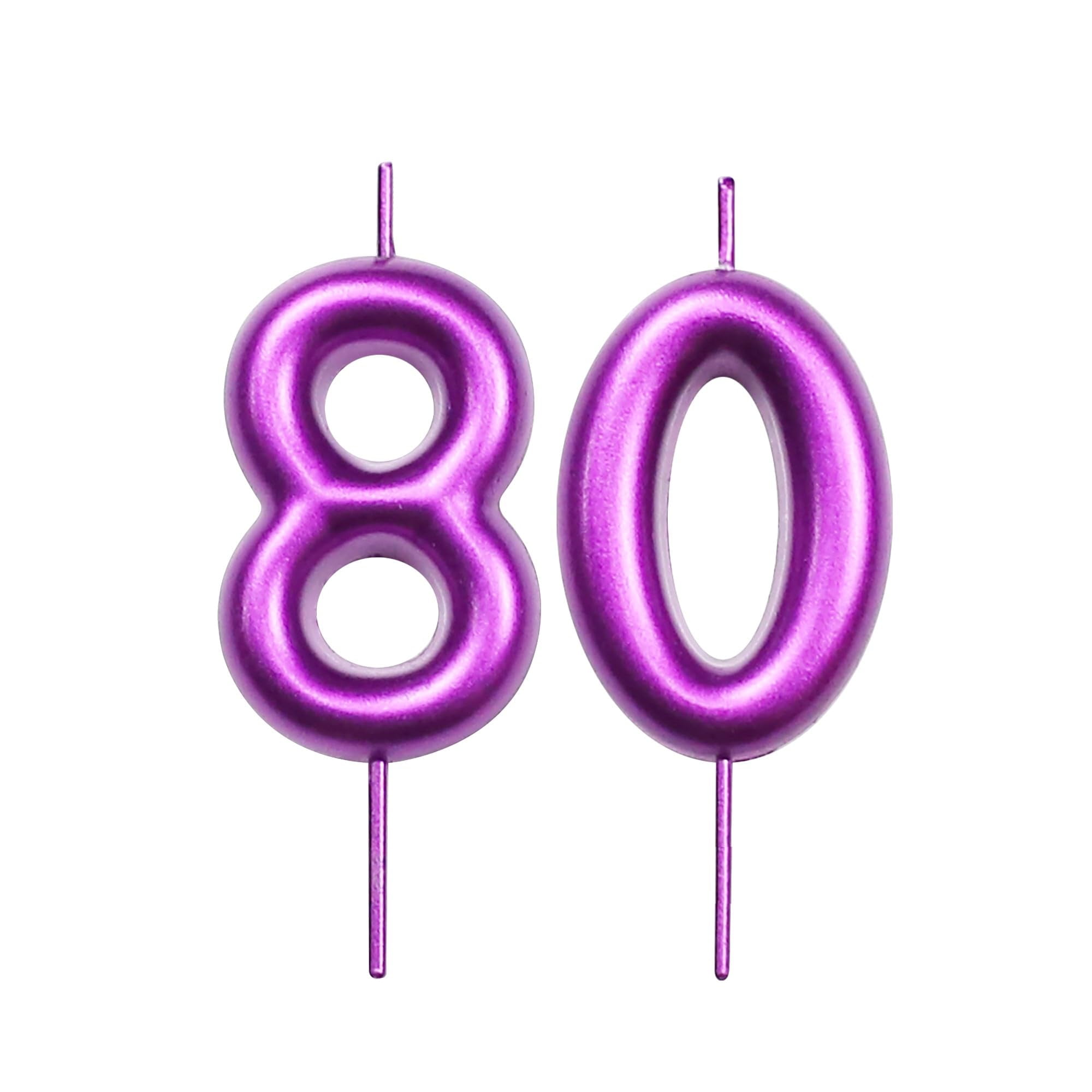 DERVENTA Number Candle Purple 2.36 inch Party Celebration Anniversary ...