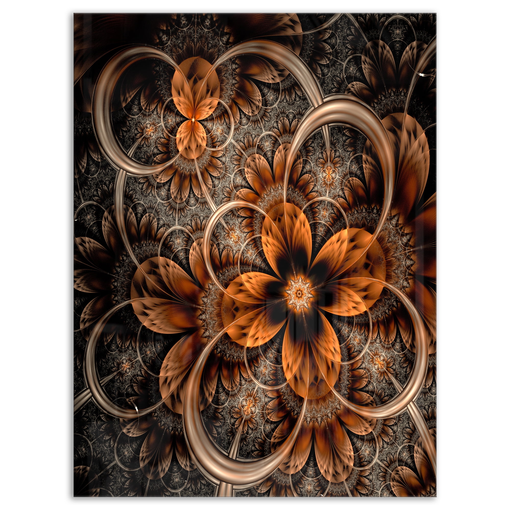 DESIGN ART Dark Orange Digital Art Fractal Flower - Large Floral Glossy ...
