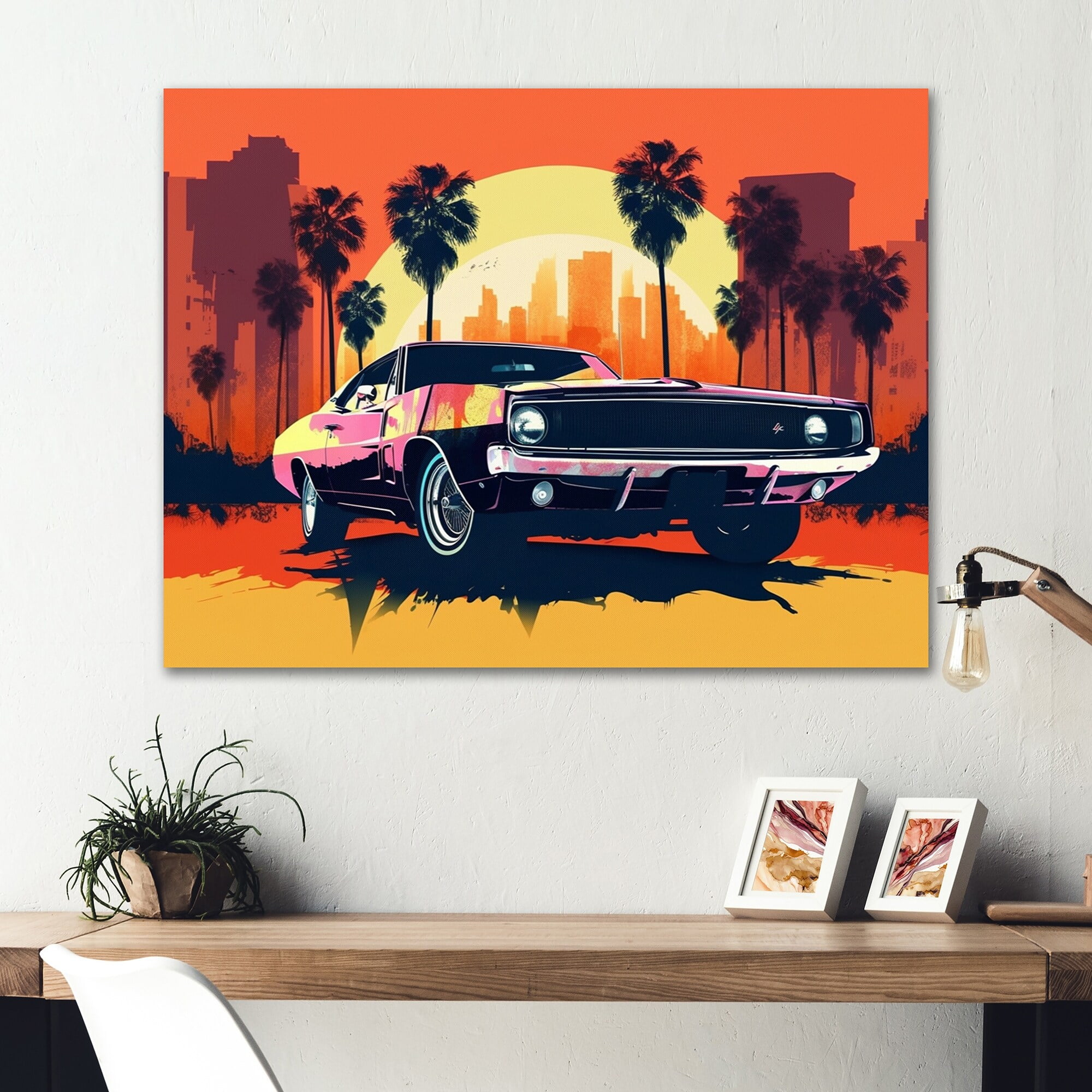 DESIGN ART Designart "80S Groovy Cars III" Retro Car Metal Wall Art 32 ...