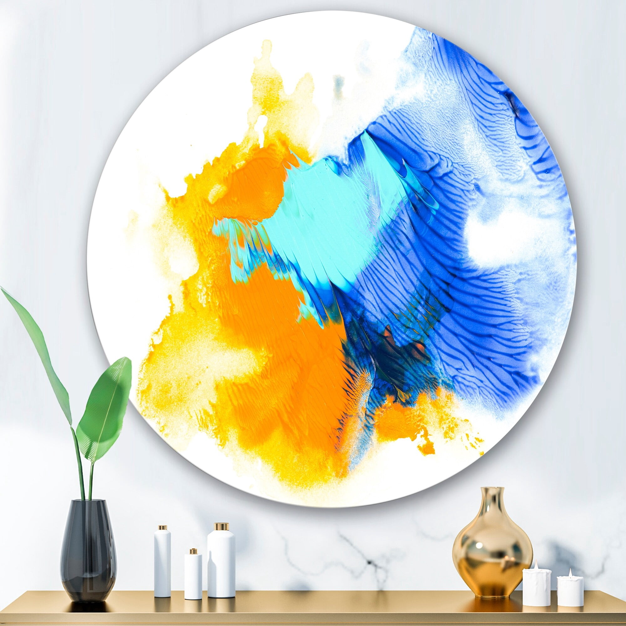 DESIGN ART Designart 'Abstract Blue and Orange Clouds' Modern Metal ...