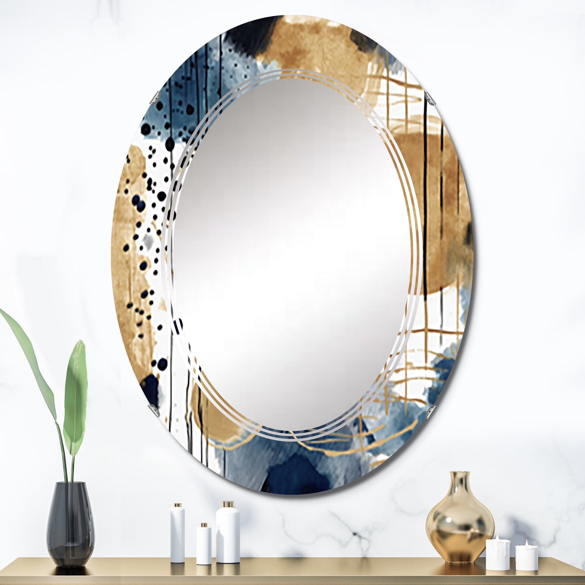 DESIGN ART Designart "Abstract Pattern With Blue & Golden Textures V ...