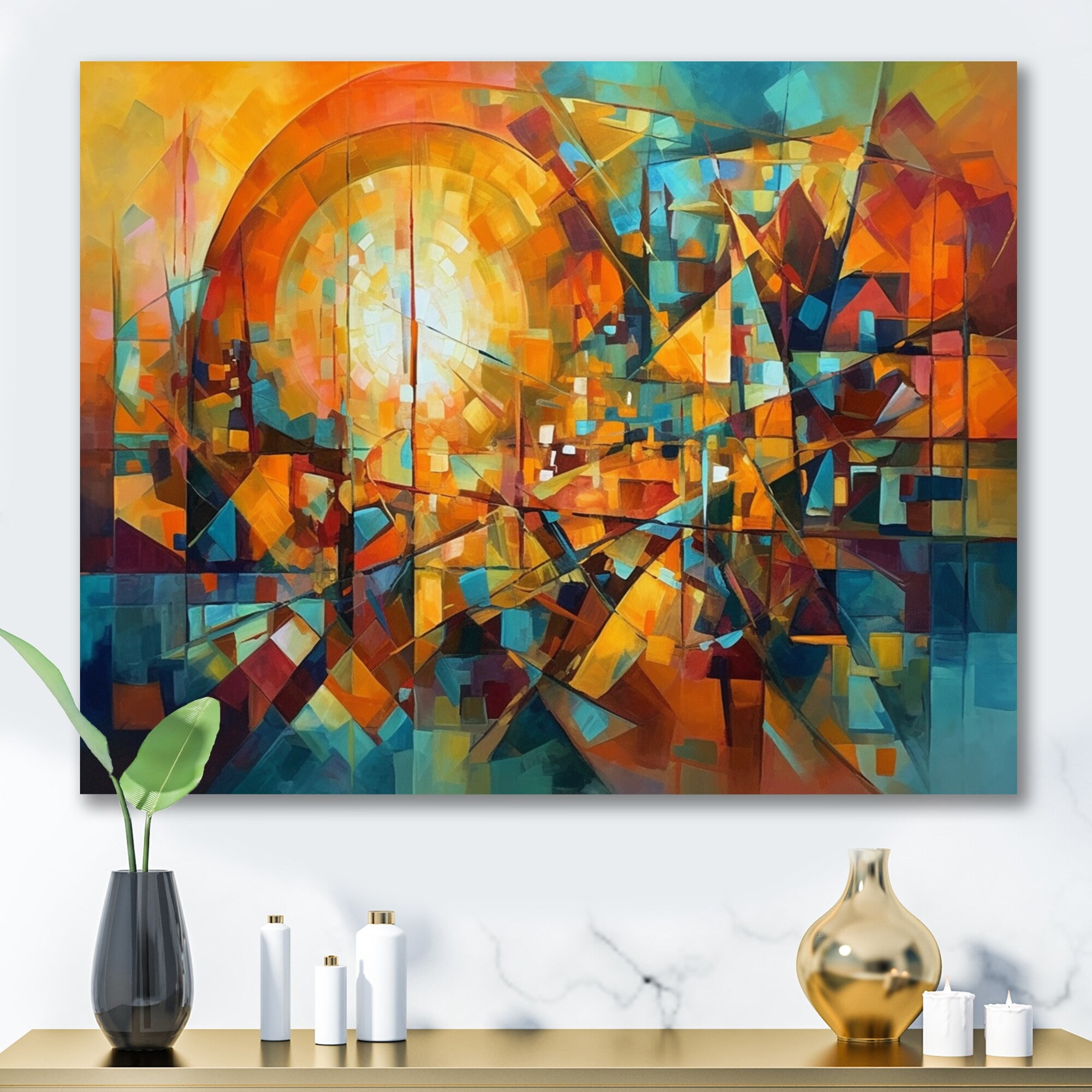 DESIGN ART Designart "Abstracting The Cubist Form I" Abstract Cubism Canvas Print 44 in. wide x ...