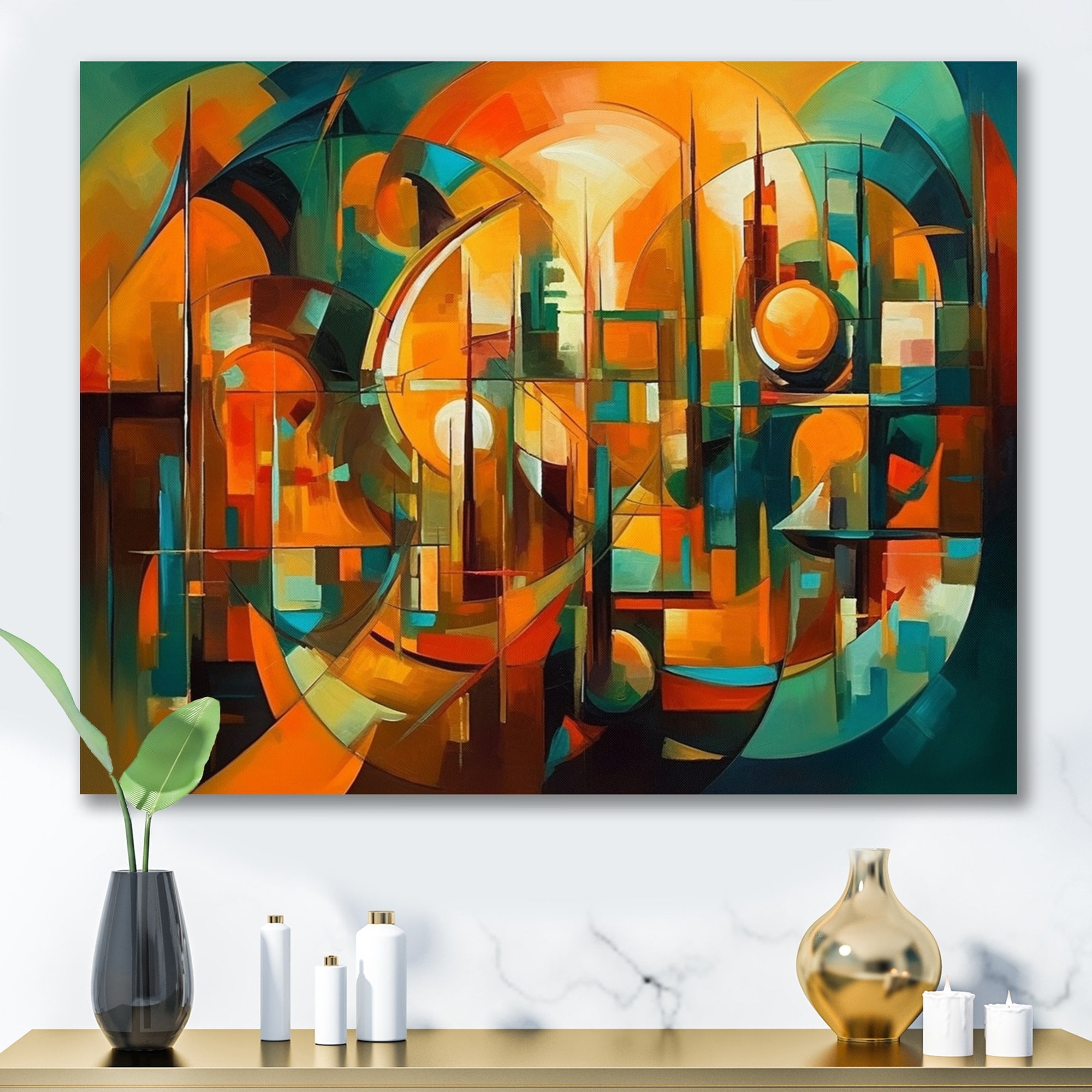 DESIGN ART Designart "Abstracting The Cubist Form Ii" Abstract Cubism Wall Decor 44 in. wide x ...