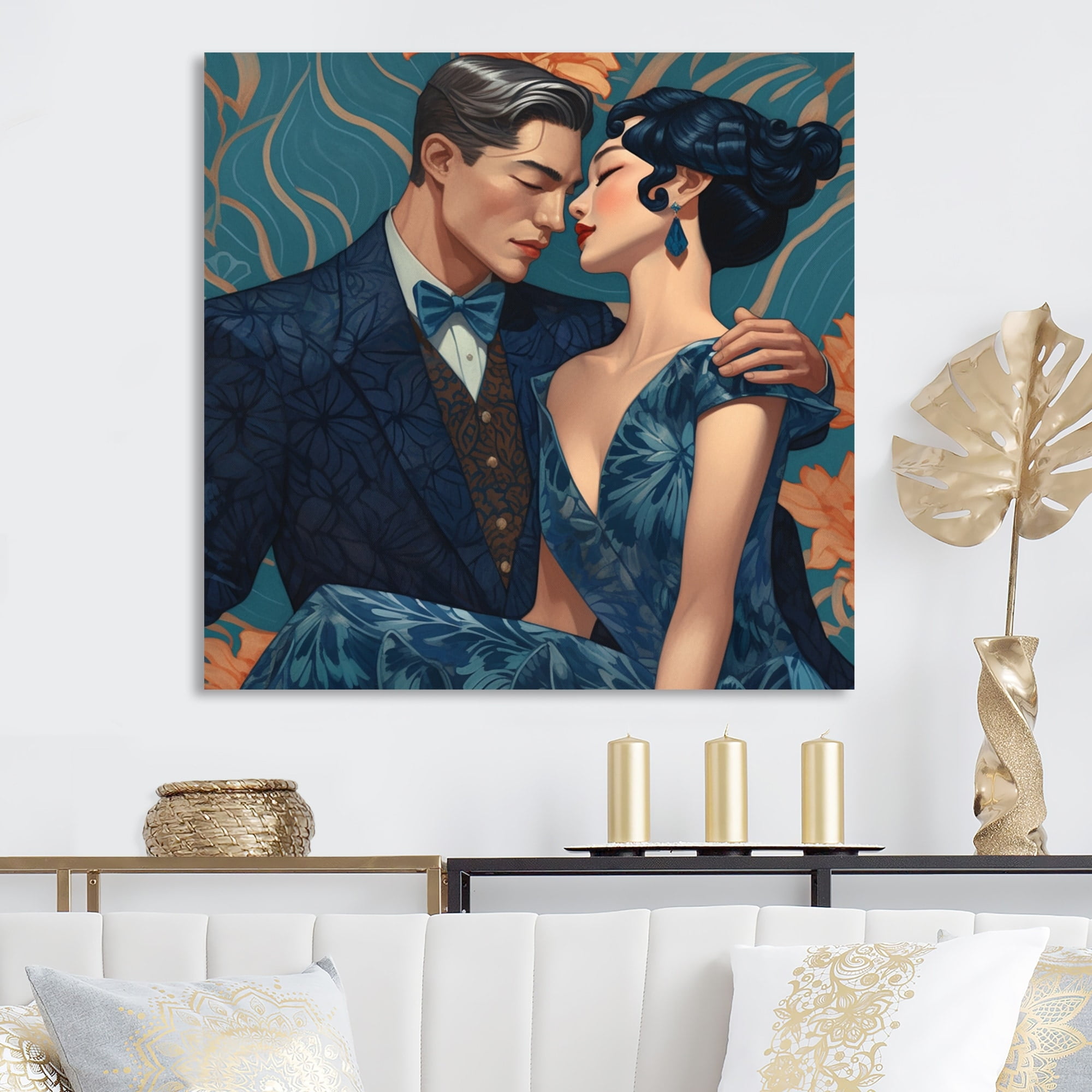 DESIGN ART Designart "Beautiful Asian Couple In Love Ii" Romantic Canvas Wall Art 16 in. wide x ...
