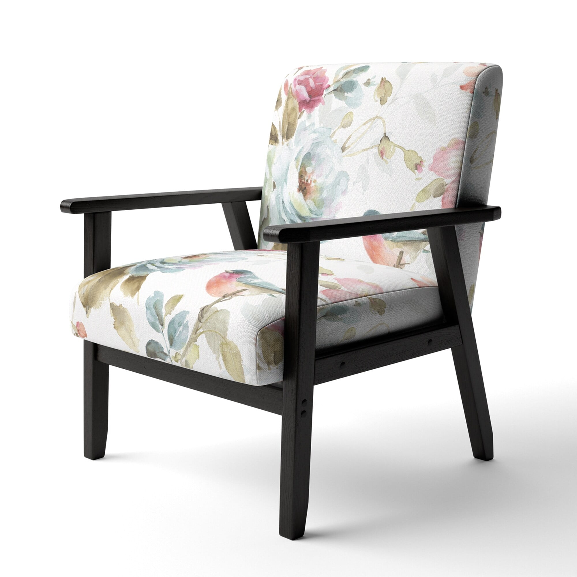 Designart "Beautiful Bird Romance I" Upholstered Traditional Accent ...