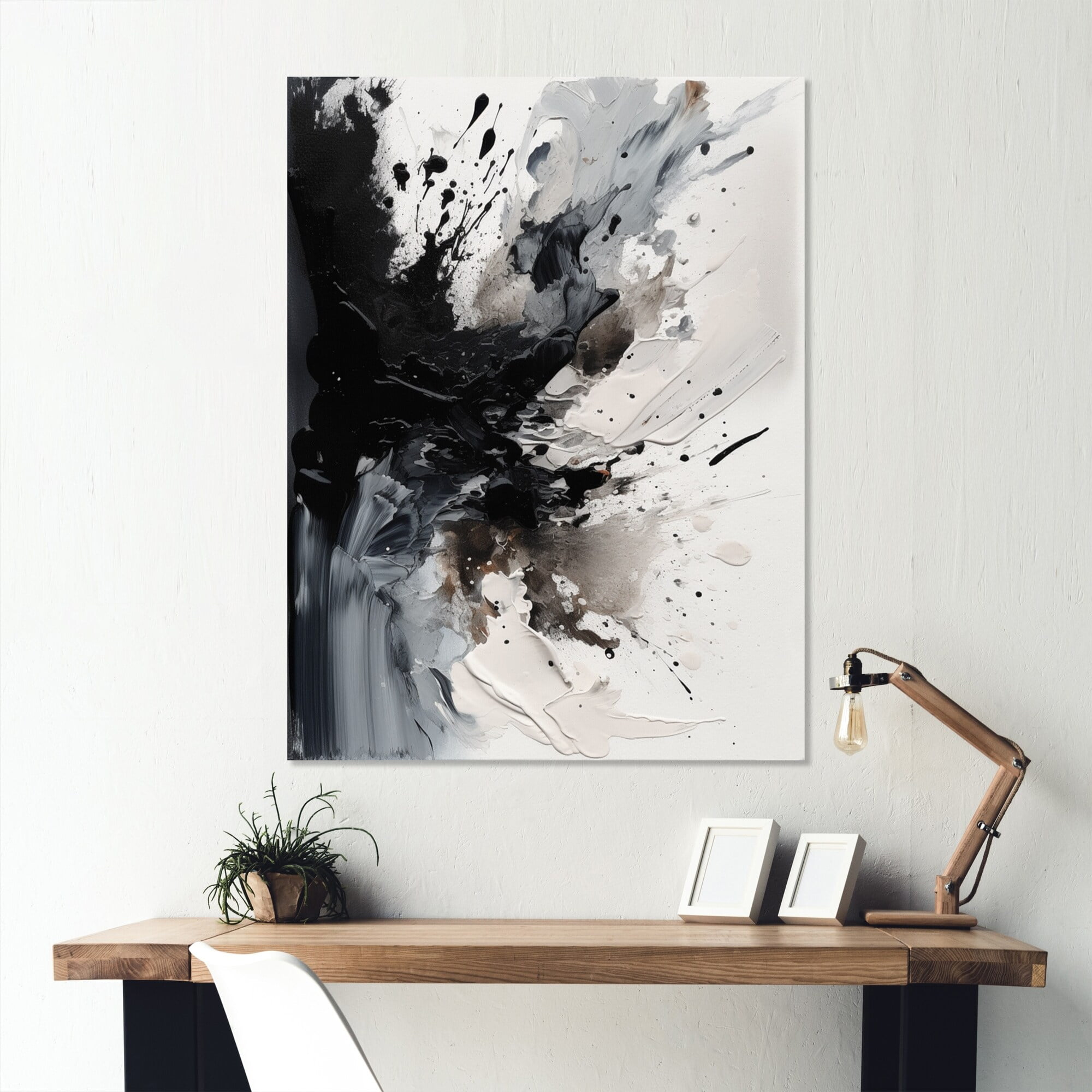 Designart "Textured Splash Black Paint Art IV" Abstract Painting Metal ...