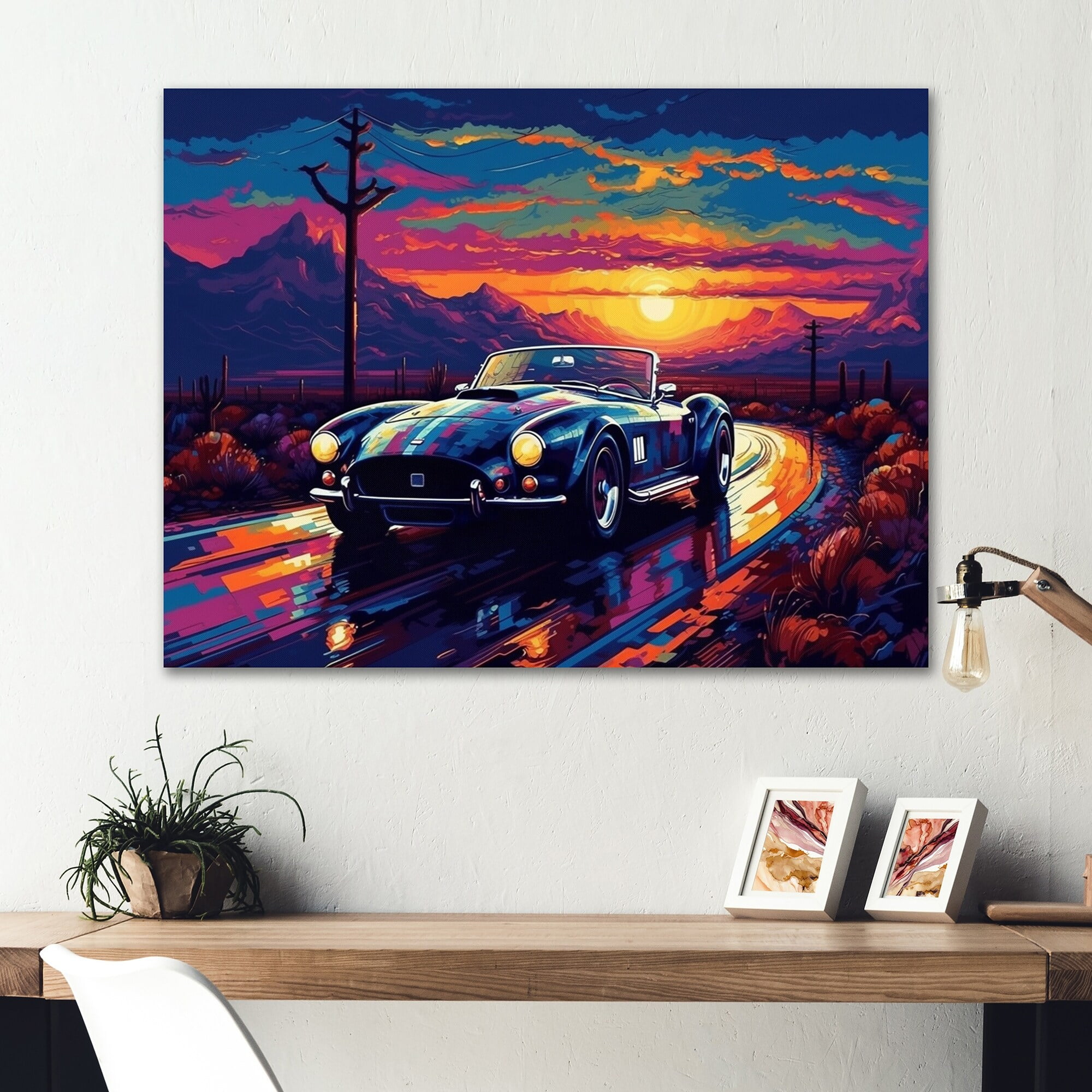 DESIGN ART Designart "Blue And Purple Vintage Car Charisma" Retro Car ...