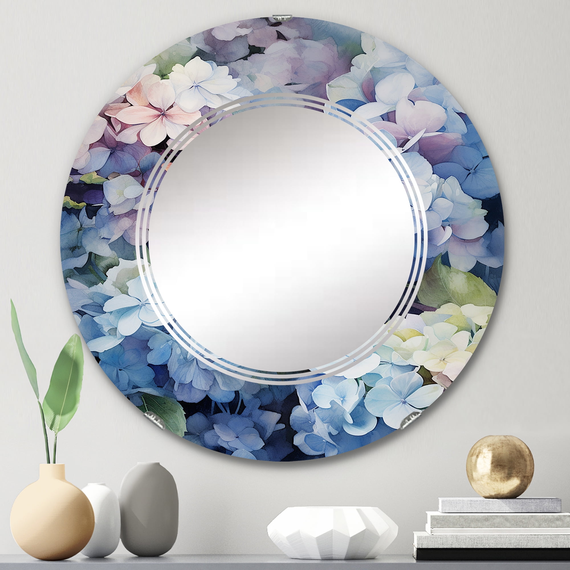 DESIGN ART Designart "Blue Hydrangea Dreamy Garden" Floral Modern Wall ...