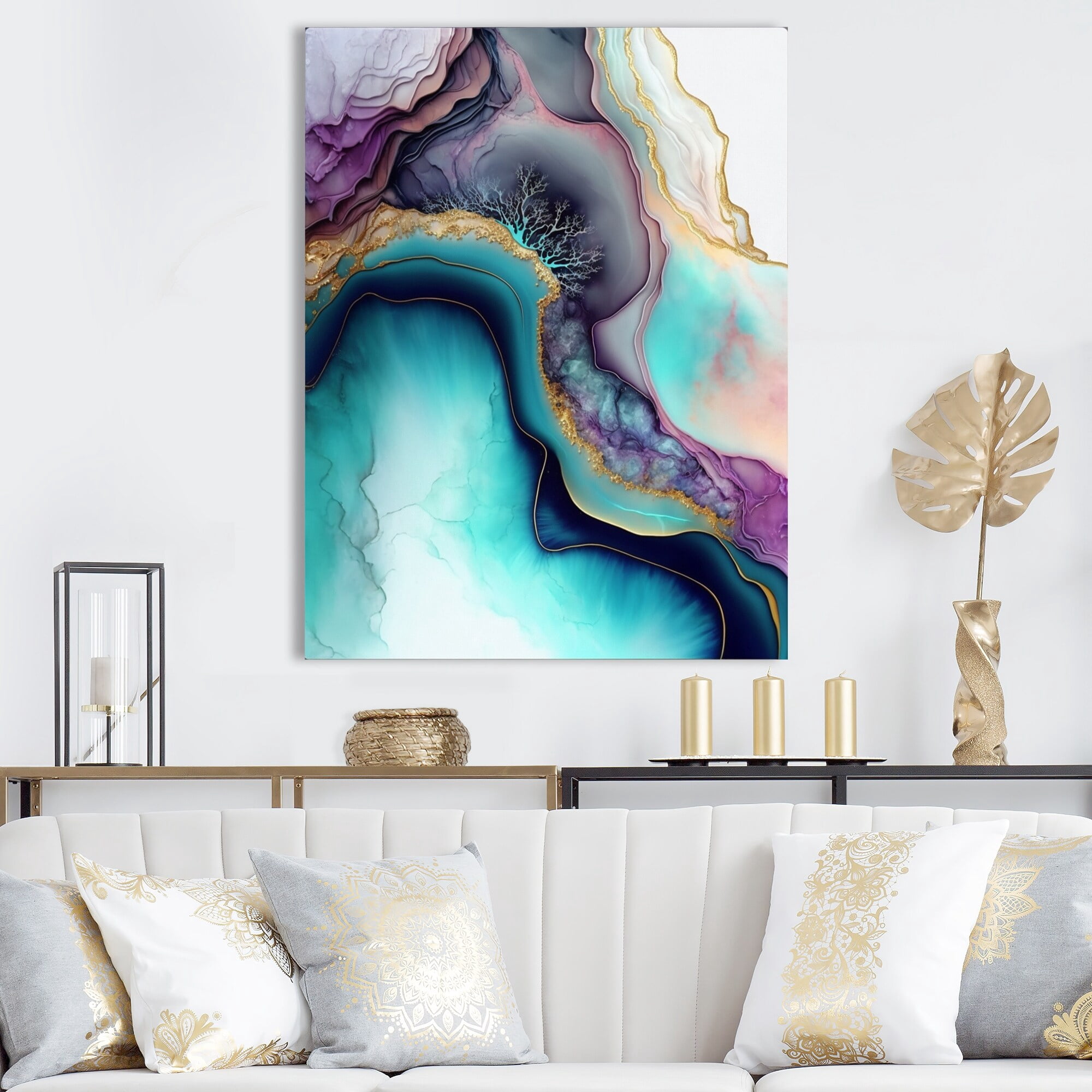 DESIGN ART Designart "Blue Purple Abstract Geode Iii" Abstract Marble ...