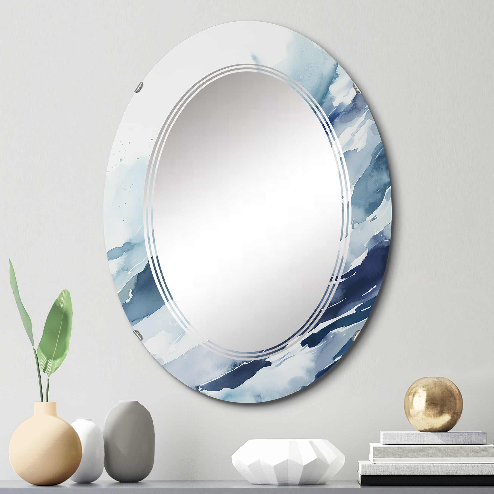 DESIGN ART Designart "Blue Whirlwind III" Abstract Shapes Modern Wall ...