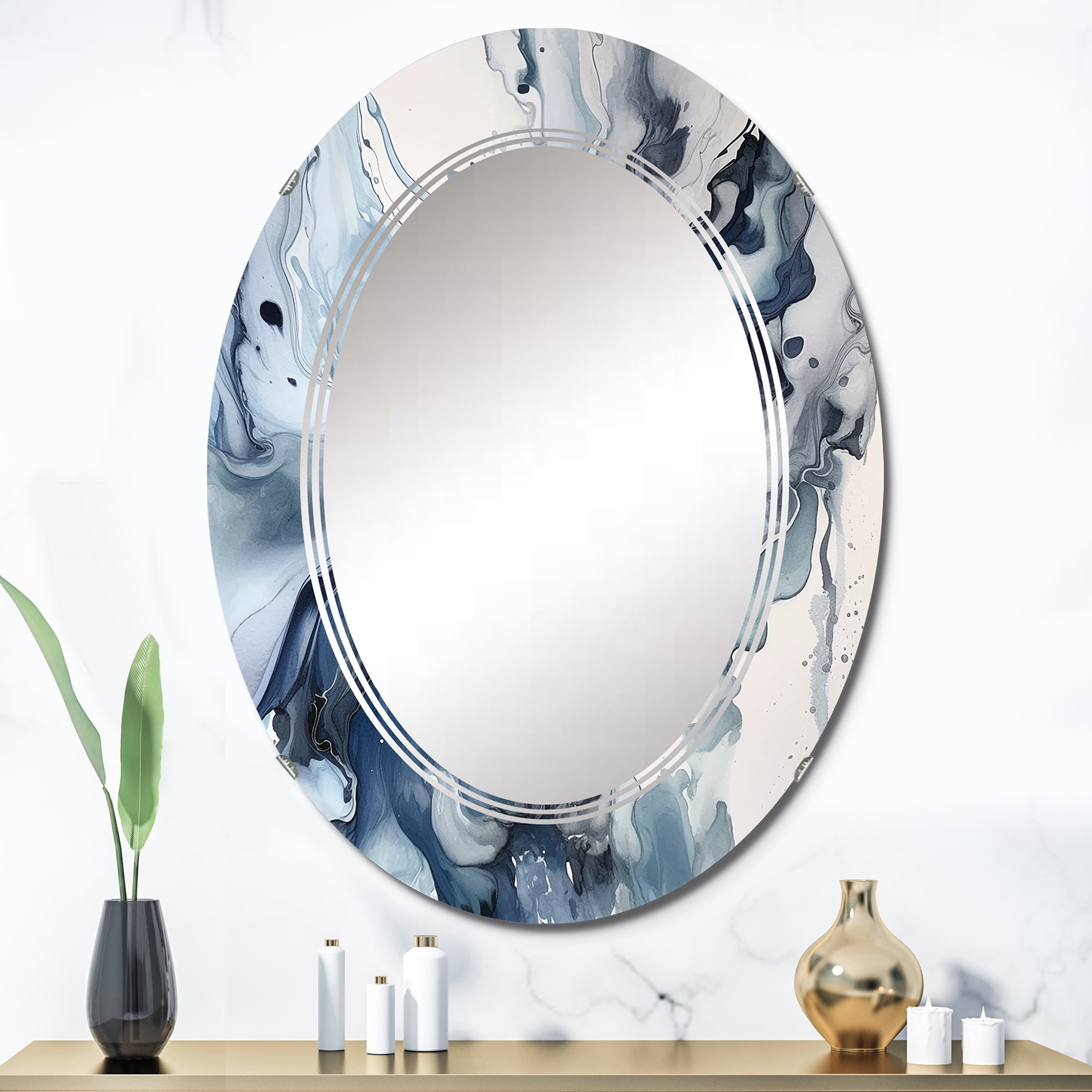 DESIGN ART Designart "Blue and Grey Ethereal Elixir II" Abstract Modern ...