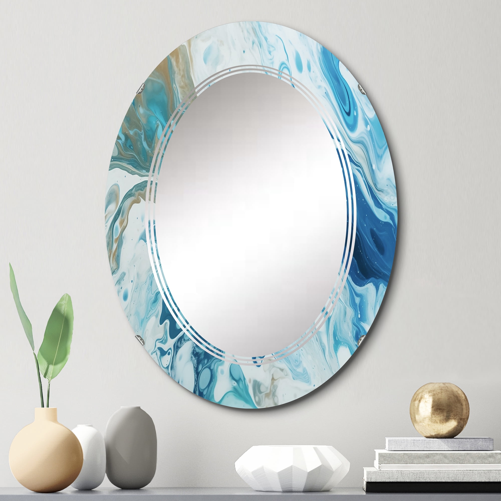 DESIGN ART Designart "Blue and White Embracing The Unknown II" Abstract ...