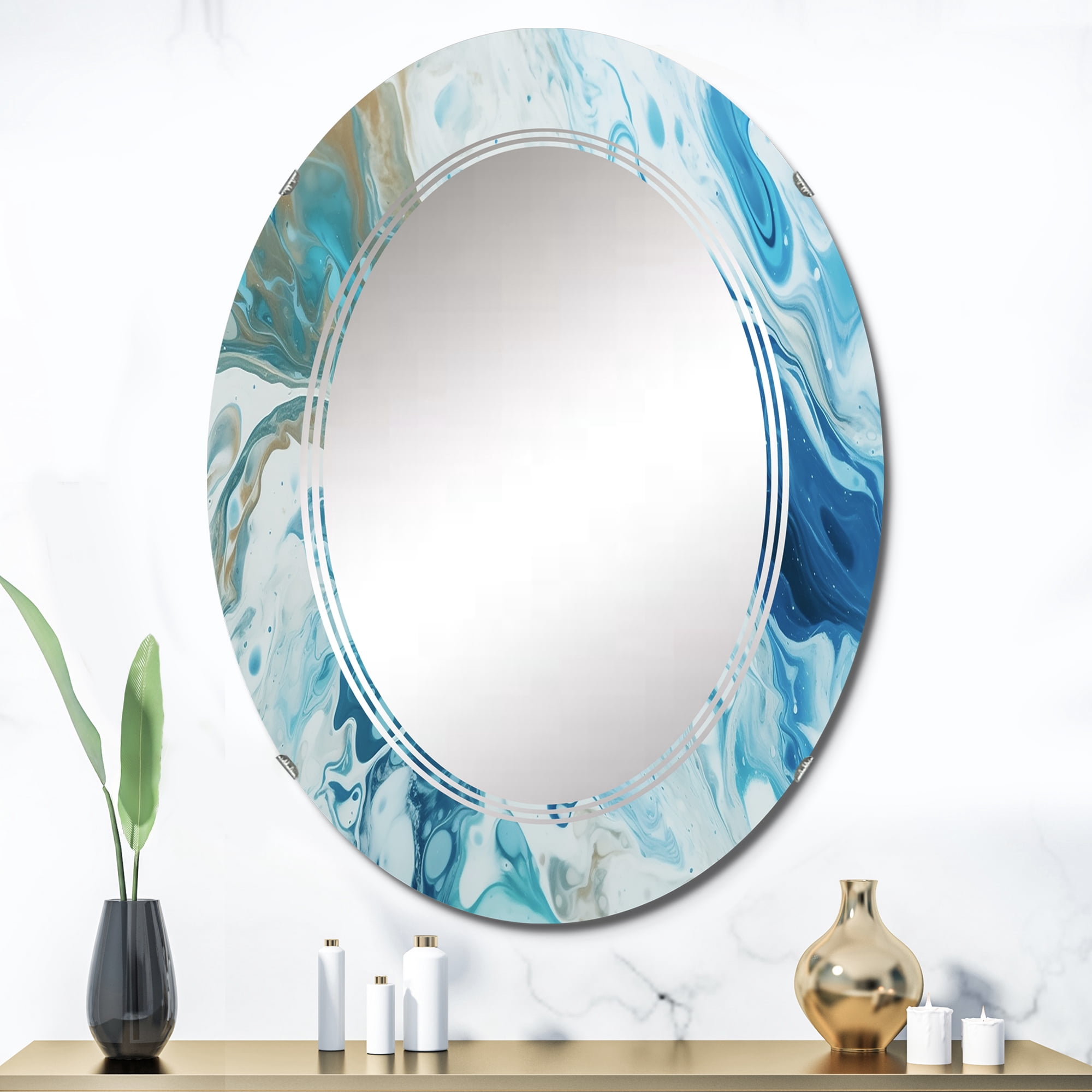 DESIGN ART Designart "Blue and White Embracing The Unknown II" Abstract ...