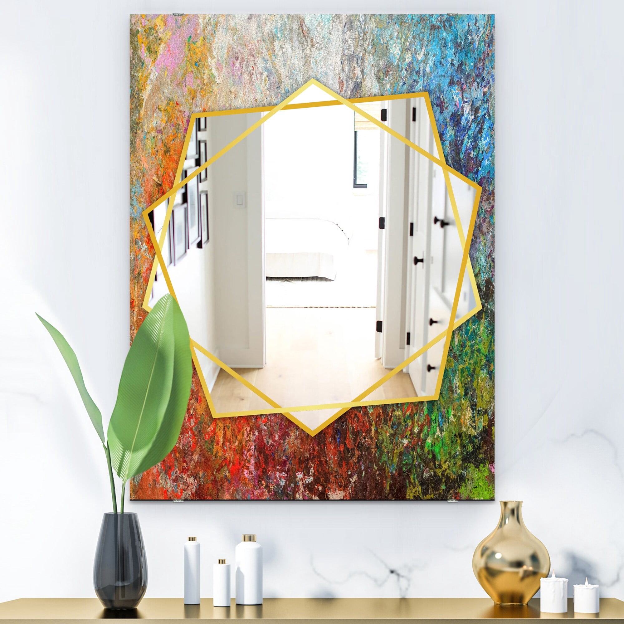 DESIGN ART Designart 'Board Stained Abstract Art' Modern Mirror ...