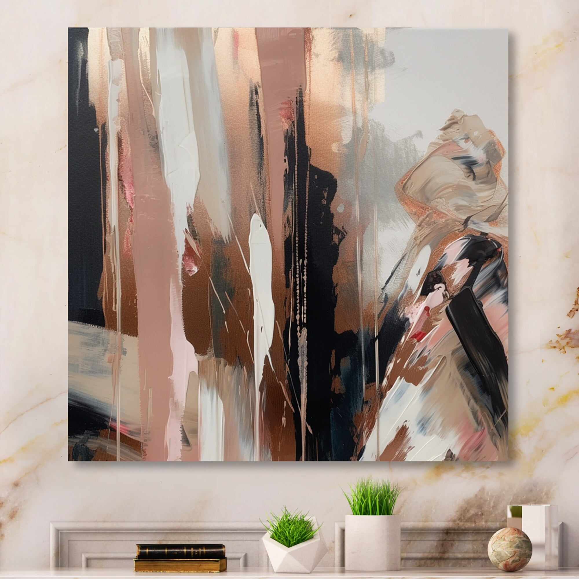 DESIGN ART Designart "Brown And Black Beyond Boundaries I" Abstract Canvas Print 30 in. wide x ...