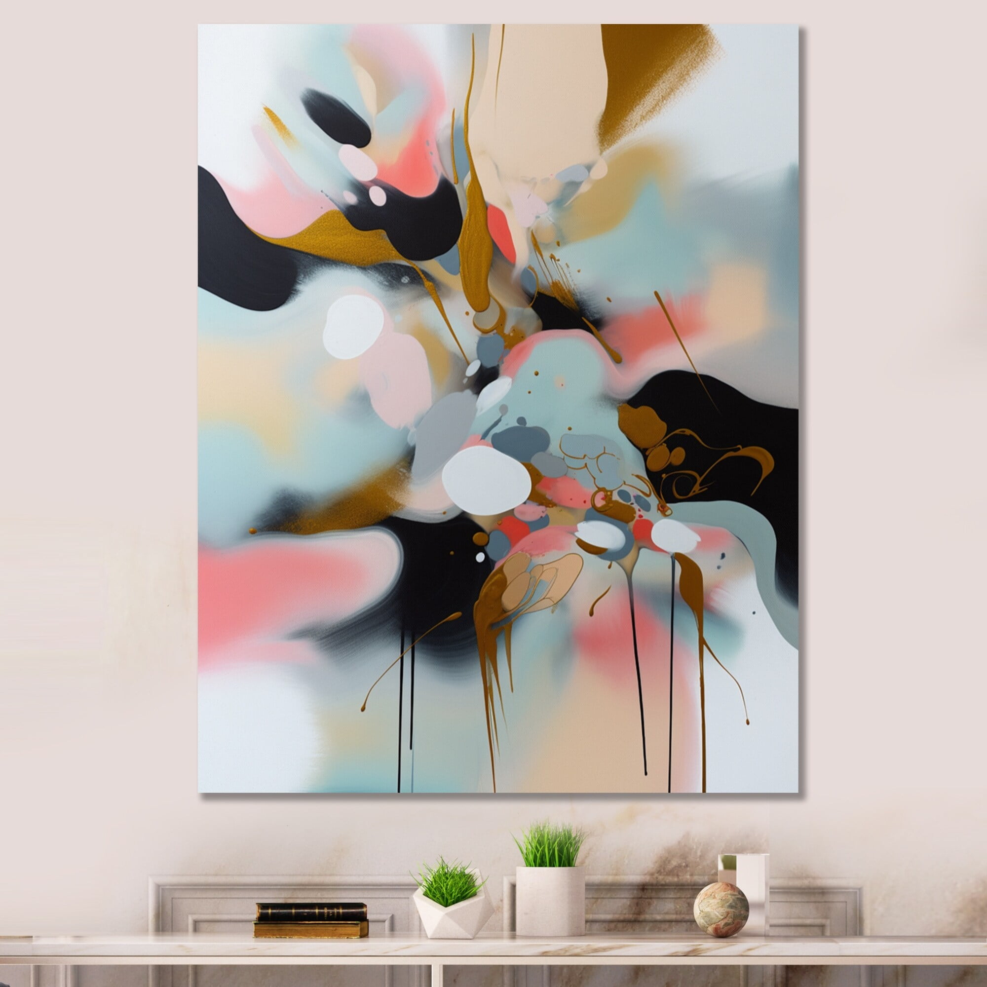 DESIGN ART Designart "Brushstroke Abstract Painting Iii" Abstract Canvas Print 30 in. wide x 40 ...