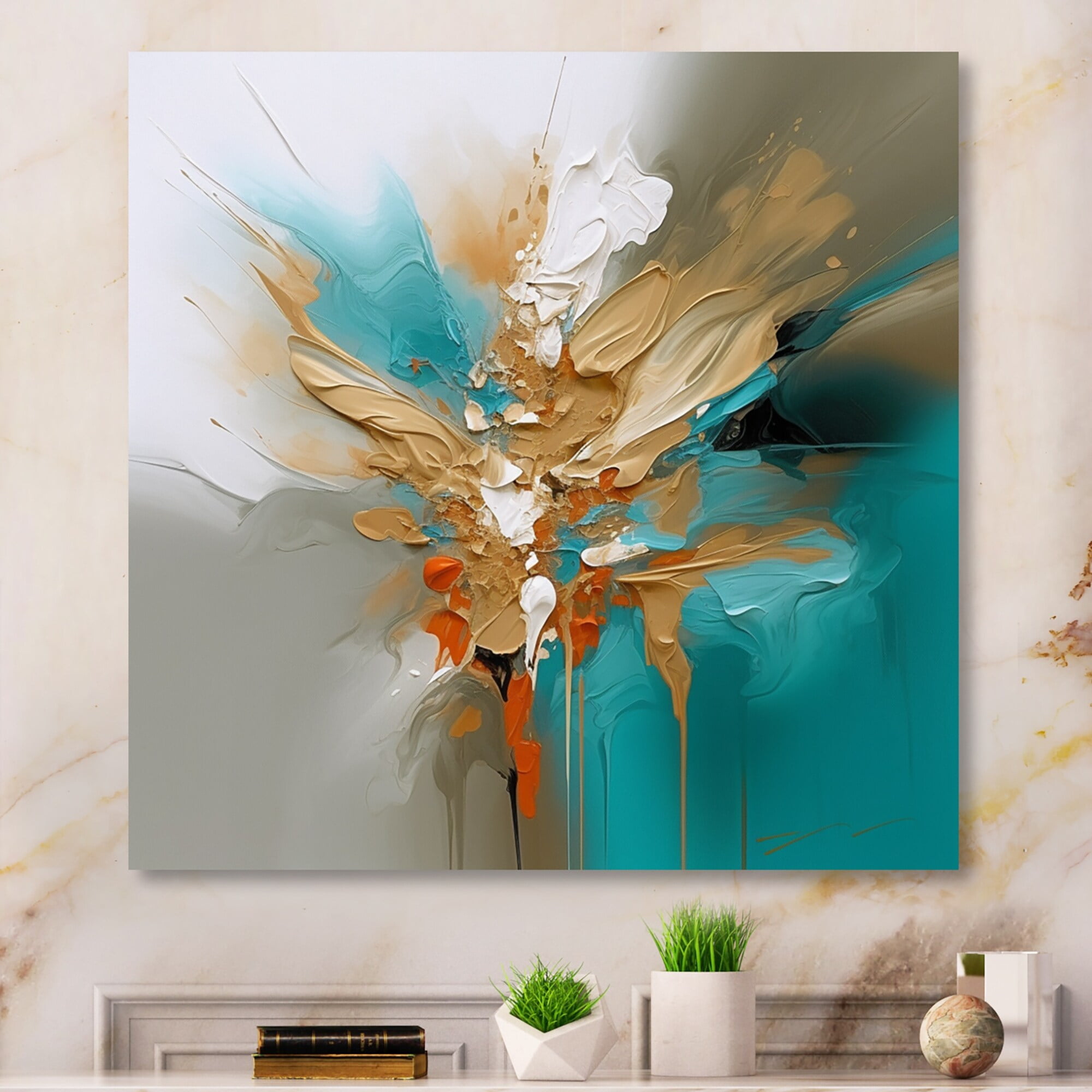 DESIGN ART Designart "Dancing With Water I" Abstract Liquid Ink Canvas Art Print 24 in. wide x ...