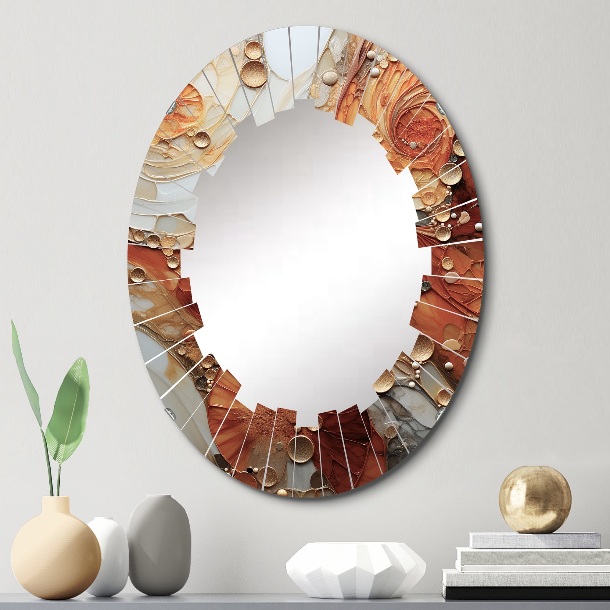 DESIGN ART Designart "Encaustic Spirals I" Abstract Modern Wall Mirror ...