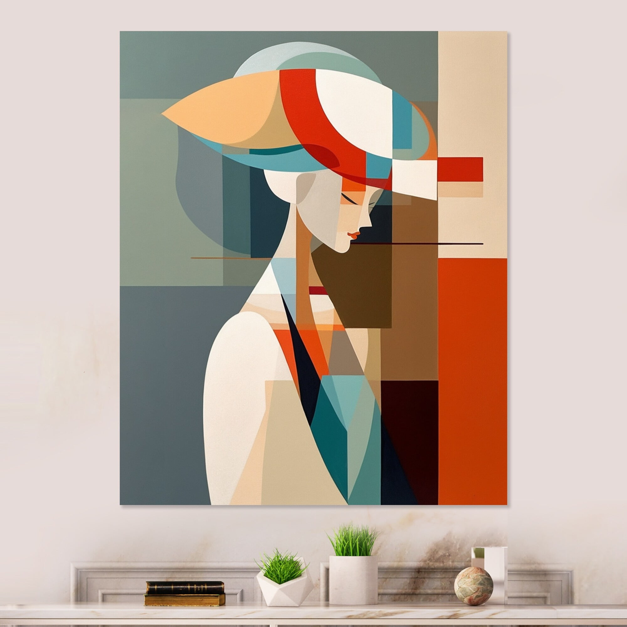 DESIGN ART Designart "Female Art Deco Portrait IV" Woman Pop Art Metal Wall Art 24 in. wide x 32 ...