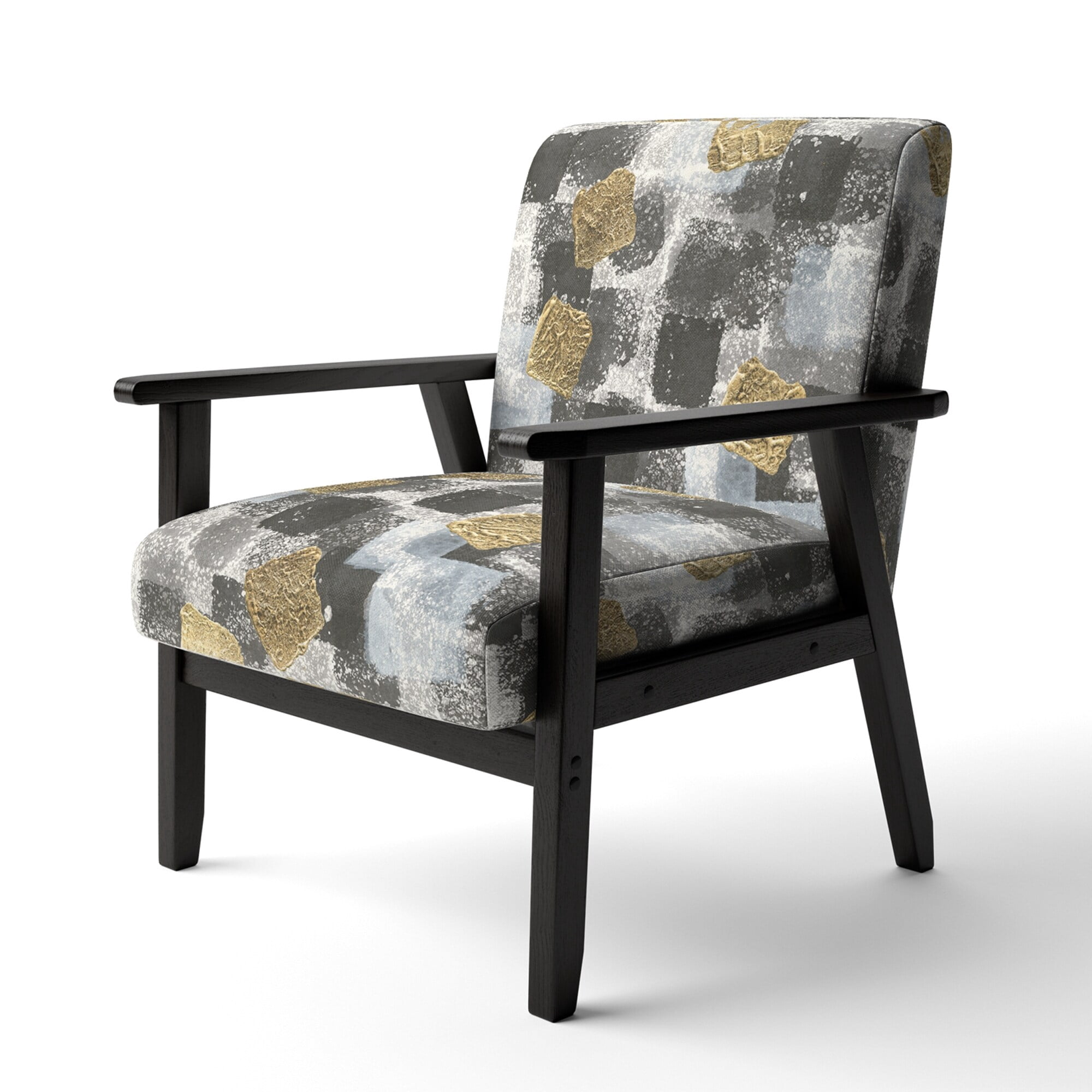Designart "Gold Glamour Squares I" Upholstered Modern Accent Chair ...