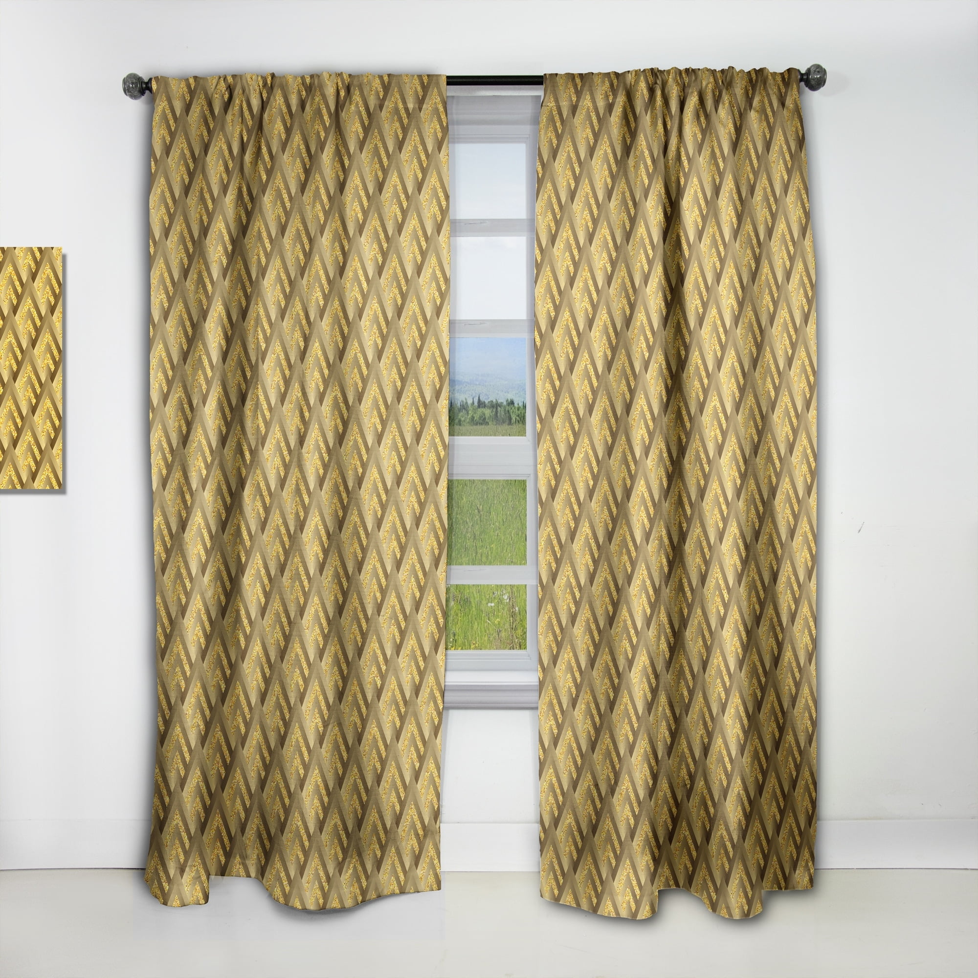 Design Art Designart Golden Plaid Pattern Mid Century Modern Blackout