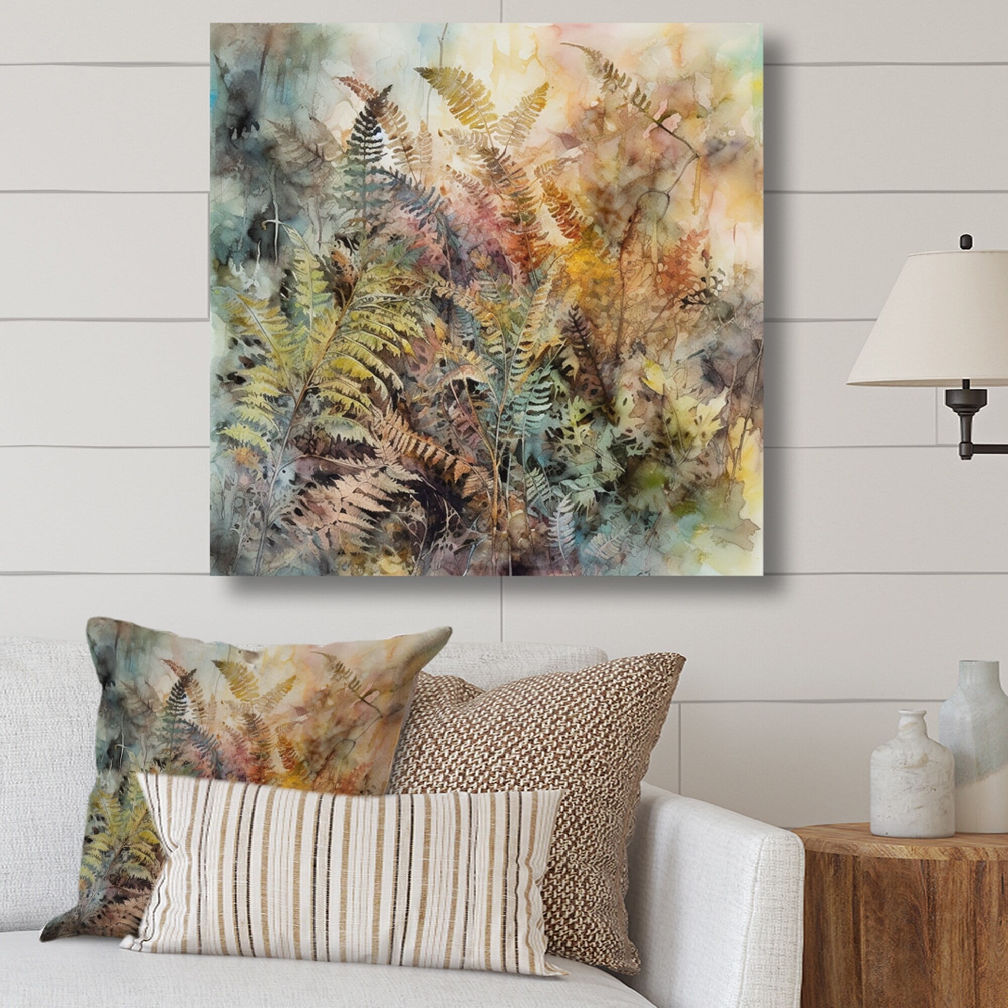 DESIGN ART Designart "Green Grace Of Ferns Ii" Floral Ferns Wall Art For Living Room 30 in. wide ...