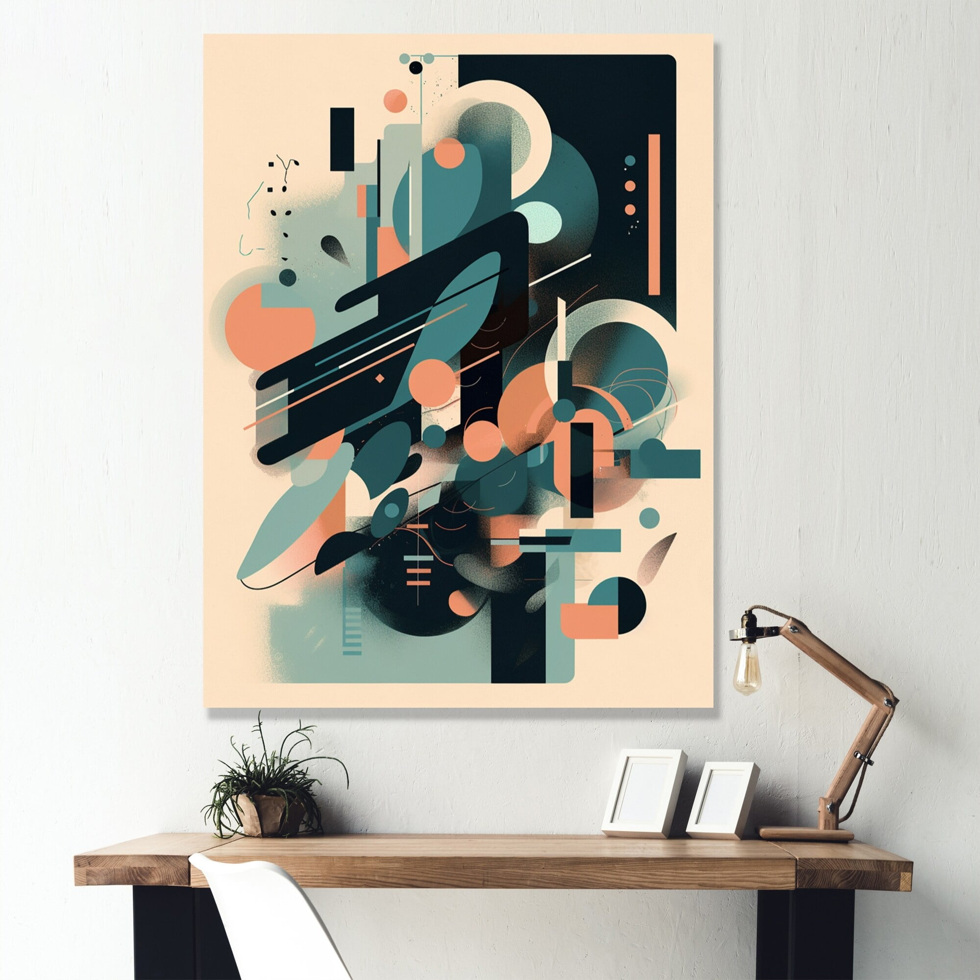 DESIGN ART Designart "Green Peach Elegance And Curve I" Minimalism Wall Decor 24 in. wide x 32 ...