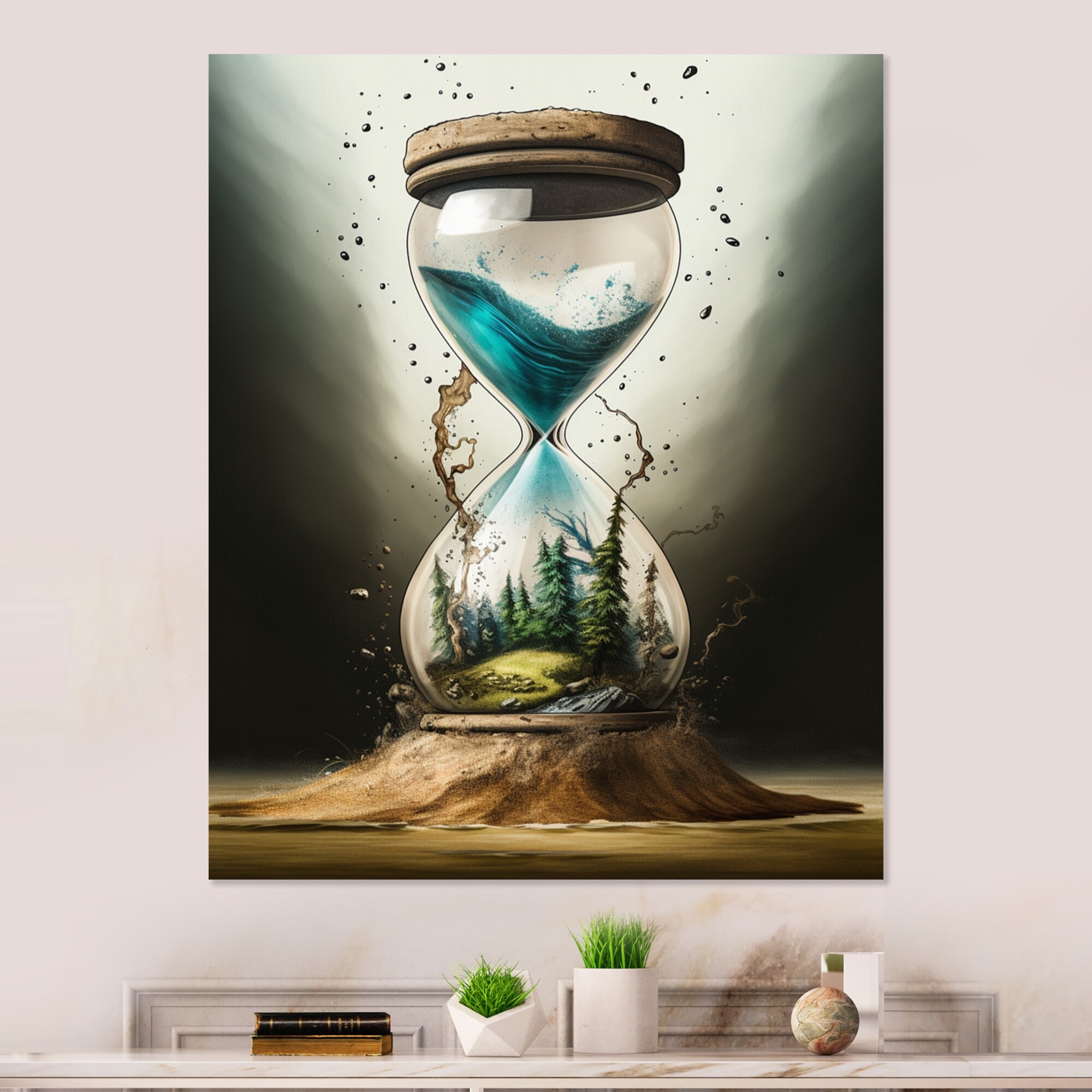 Designart "Hourglass in Hyper-Reality III" Surrealism landscape Metal ...